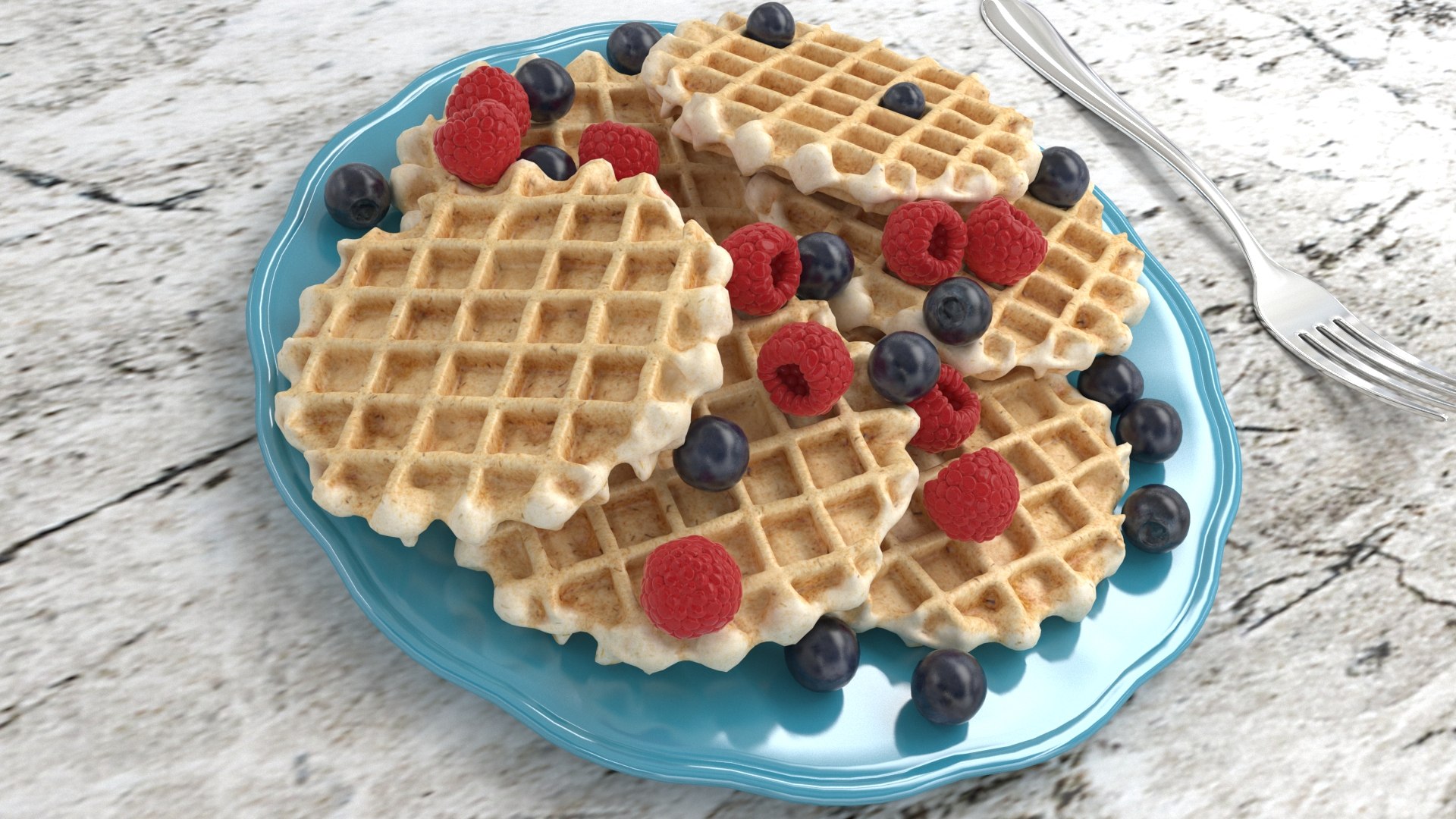 Pancake With Blueberry And Raspberry 3D Model - TurboSquid 1745448