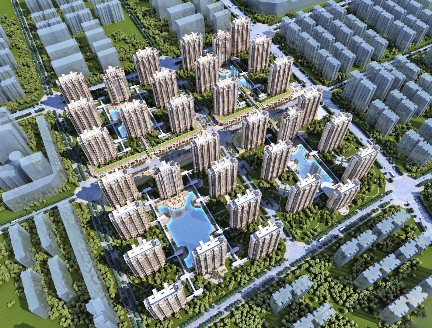 Contemporary High-Rise Residential Masterplan Model - TurboSquid 2482835