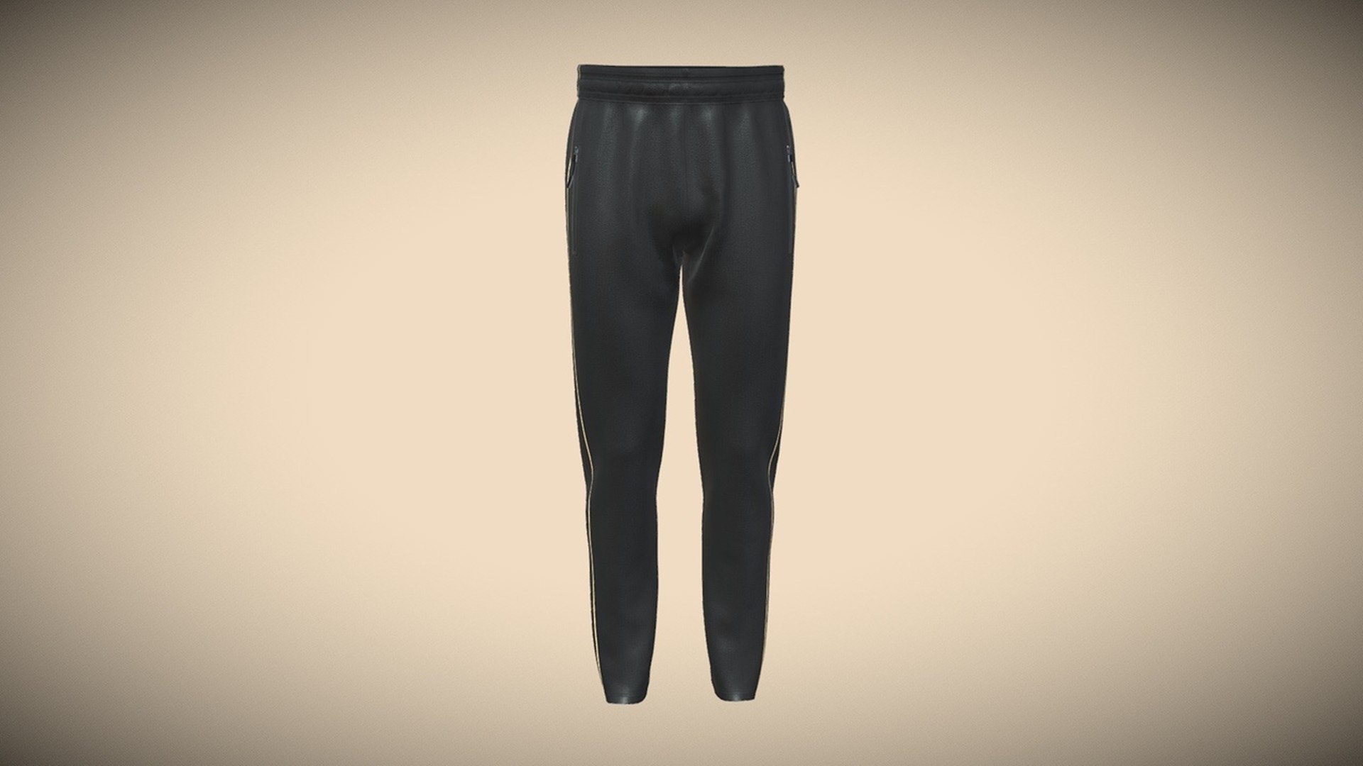 3D Model Track Pants-Black And Gold In Low Poly - TurboSquid 2386516