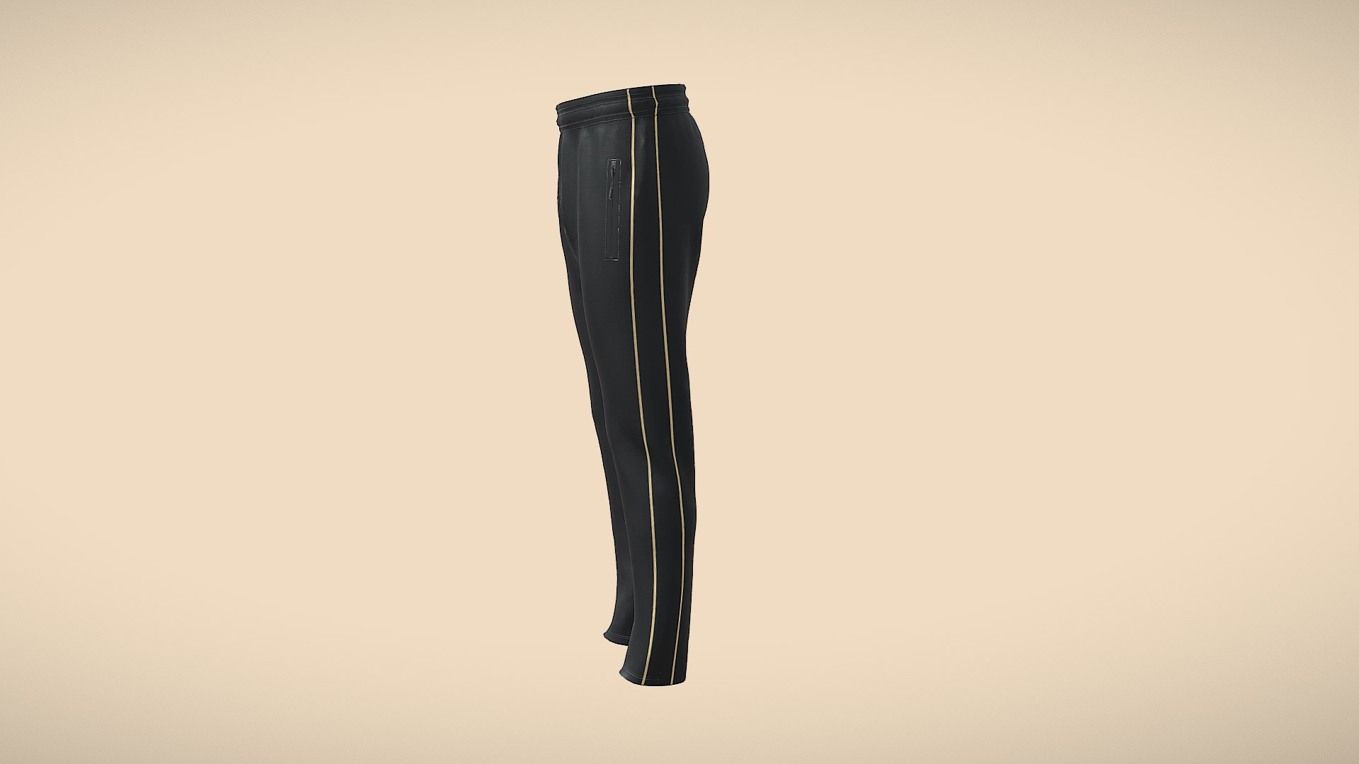 3D Model Track Pants-Black And Gold In Low Poly - TurboSquid 2386516