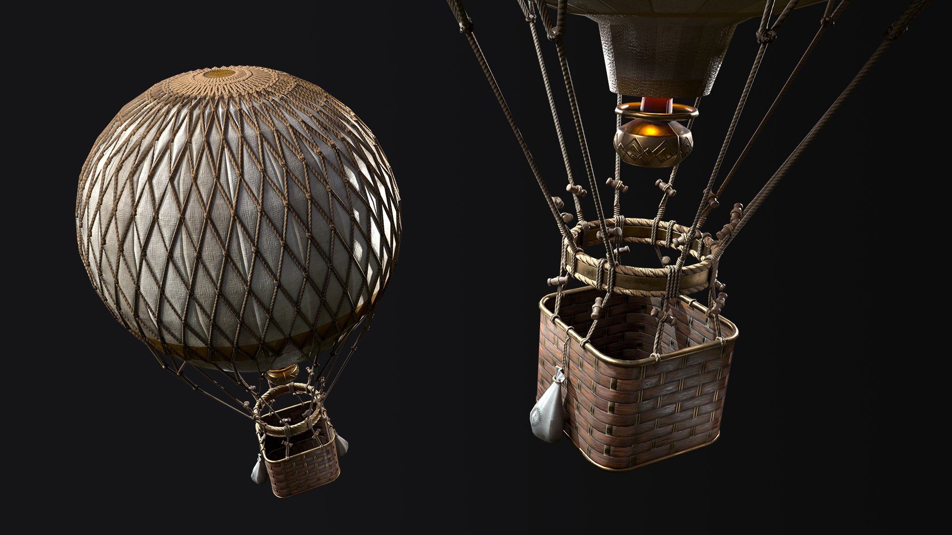 Steampunk Air Balloon Model Game Ready Kitbash Textured Model ...