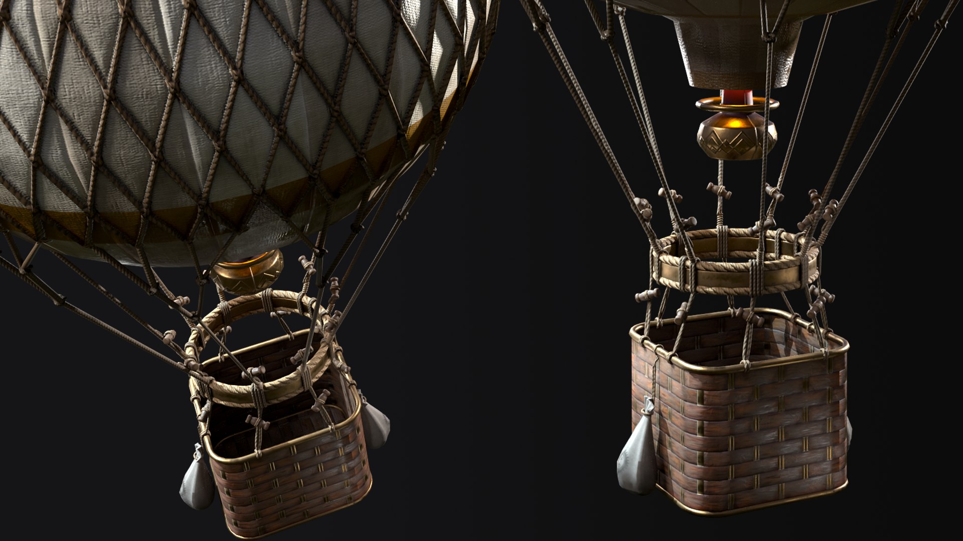 Steampunk Air Balloon Model Game Ready Kitbash Textured Model ...