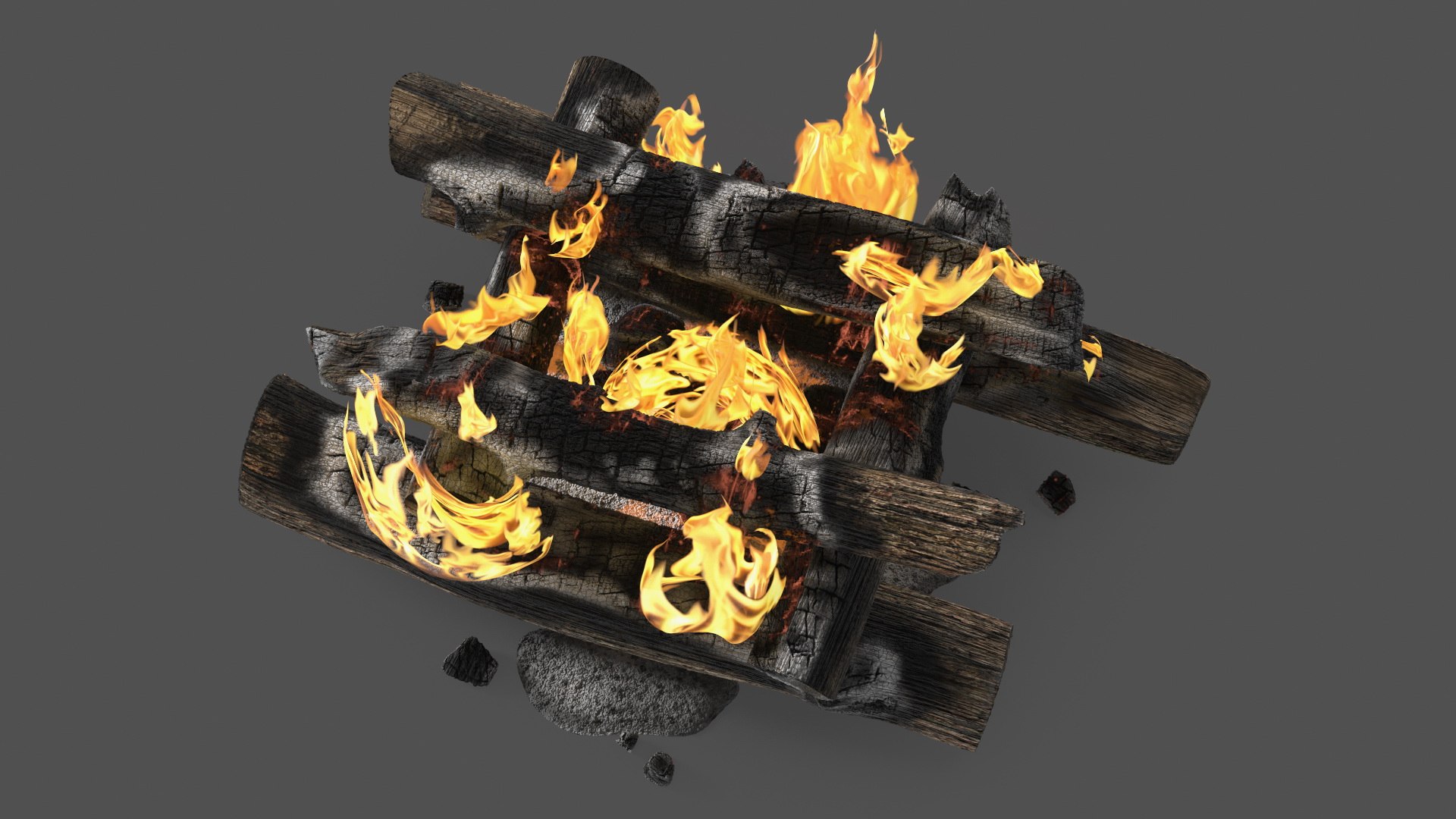 3D Burning Wooden Logs Collection - TurboSquid 2303119