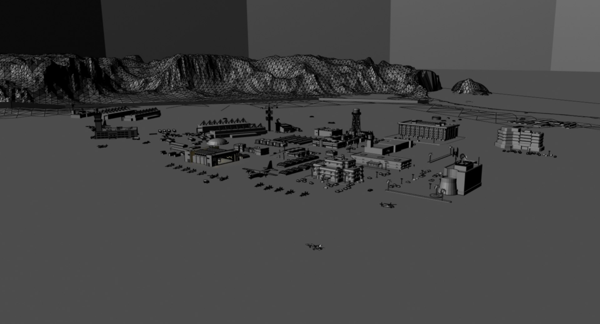 military base resolution 3d model