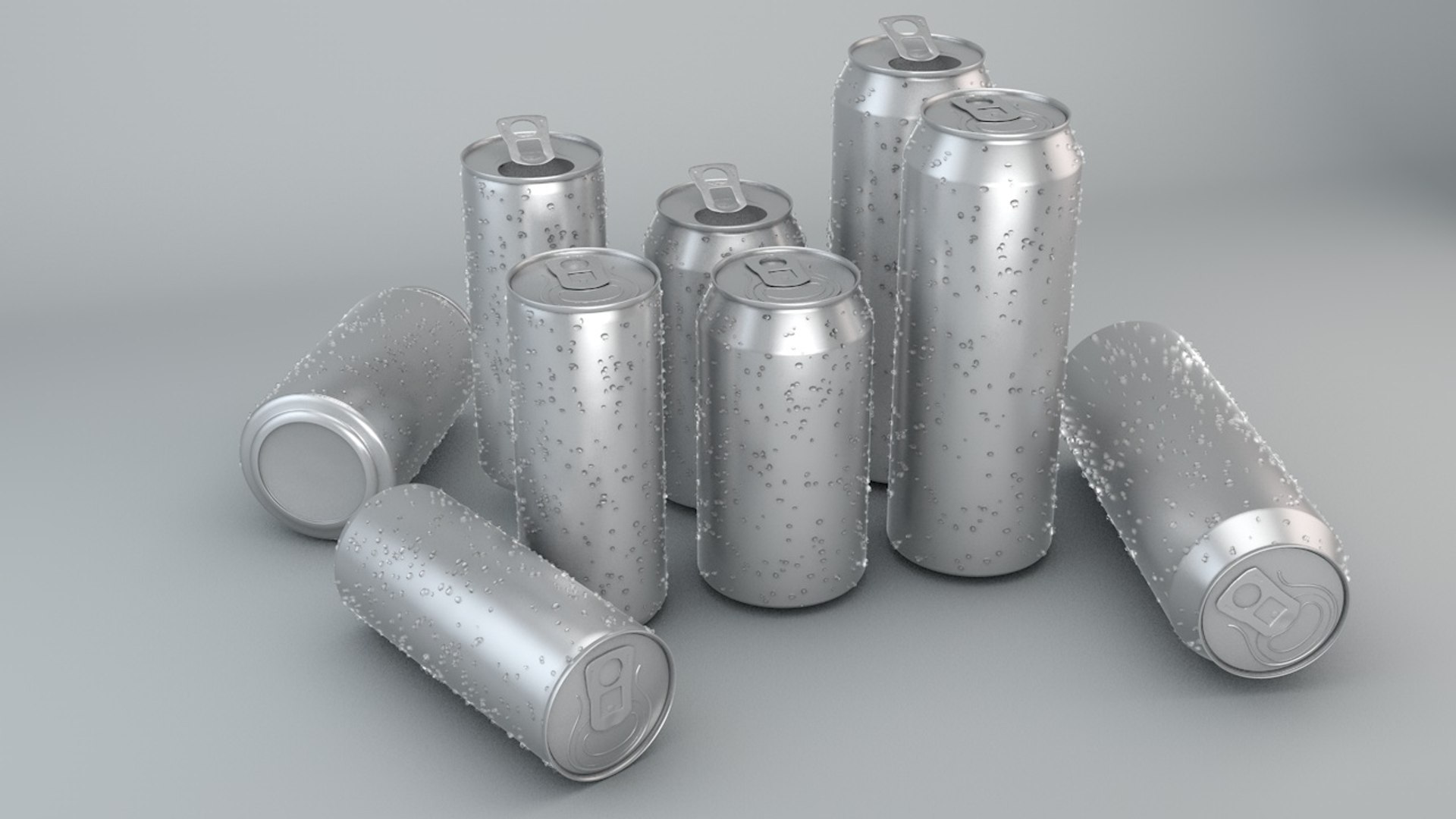 3d beverage cans 3 sizes model