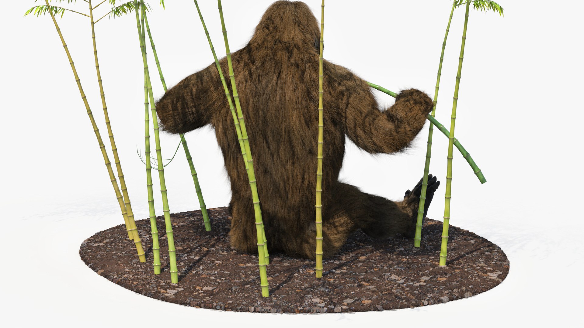 3D Gigantopithecus Eats Bamboo Plants Fur - TurboSquid 2311826