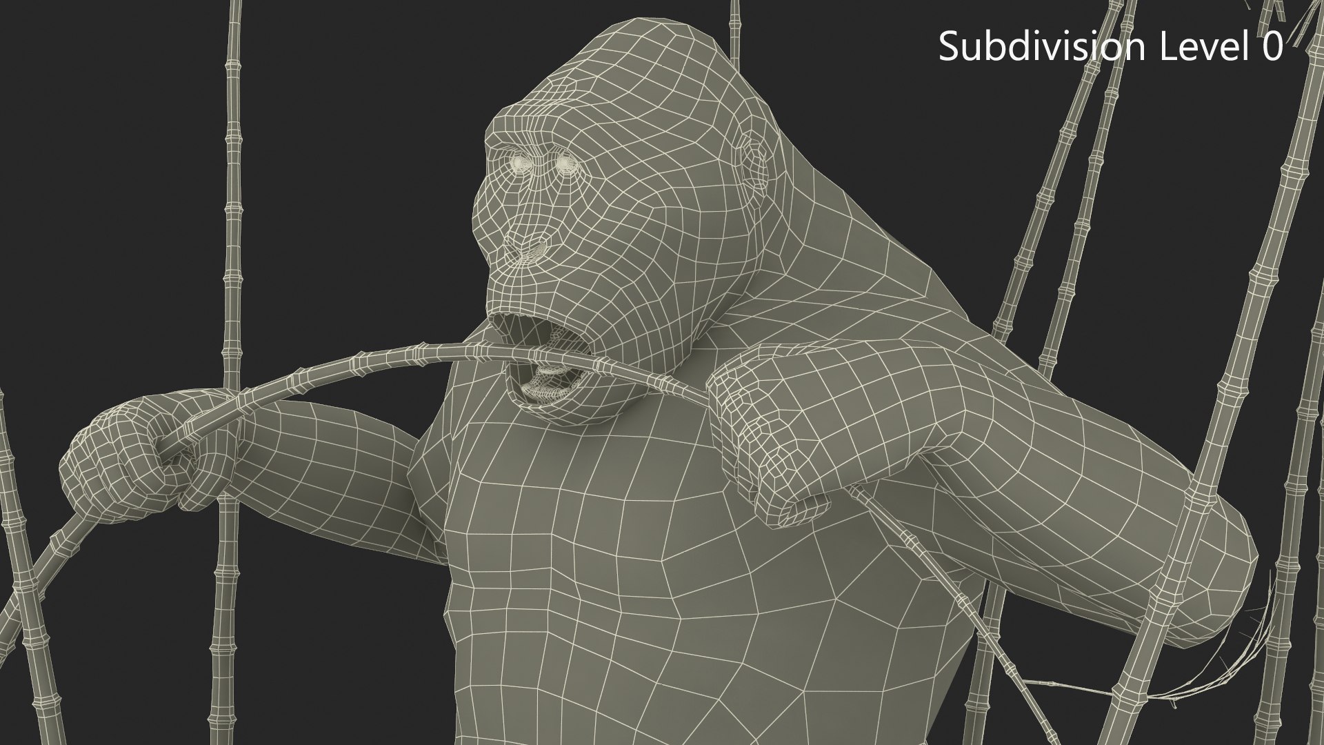 3D Gigantopithecus Eats Bamboo Plants Fur - TurboSquid 2311826