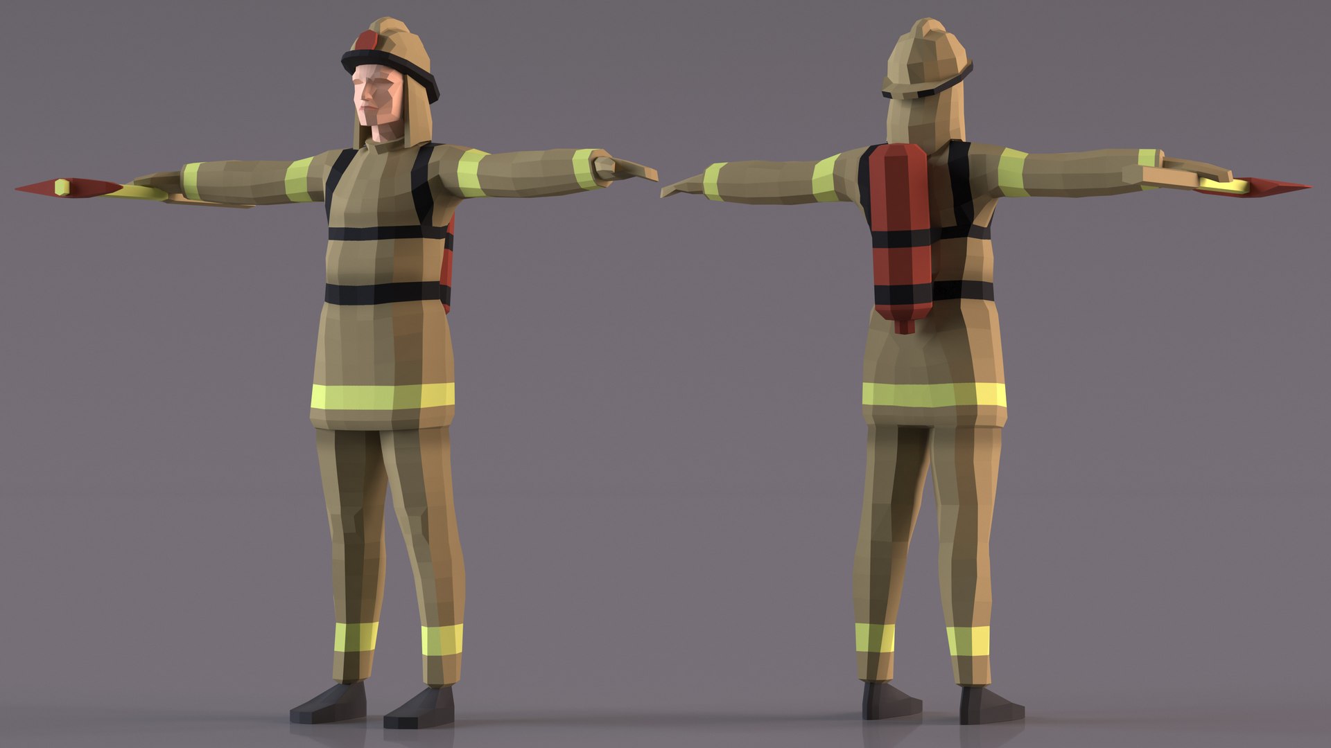 Firefighter Low Poly Rigged For Maya 3D Model - TurboSquid 2189627