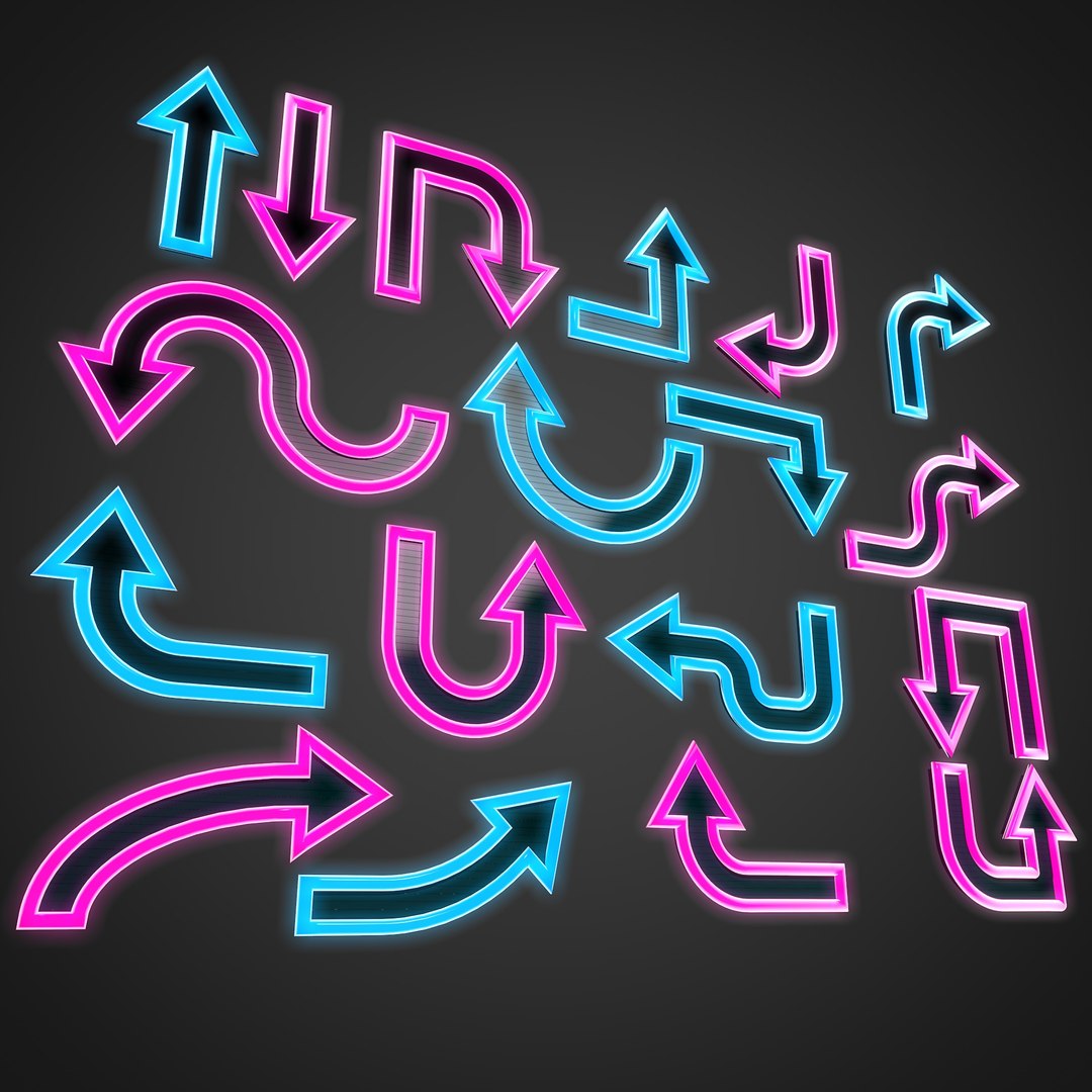 modelo 3d 18 Neon Arrows Low Poly Collection Pack - TurboSquid 1913695