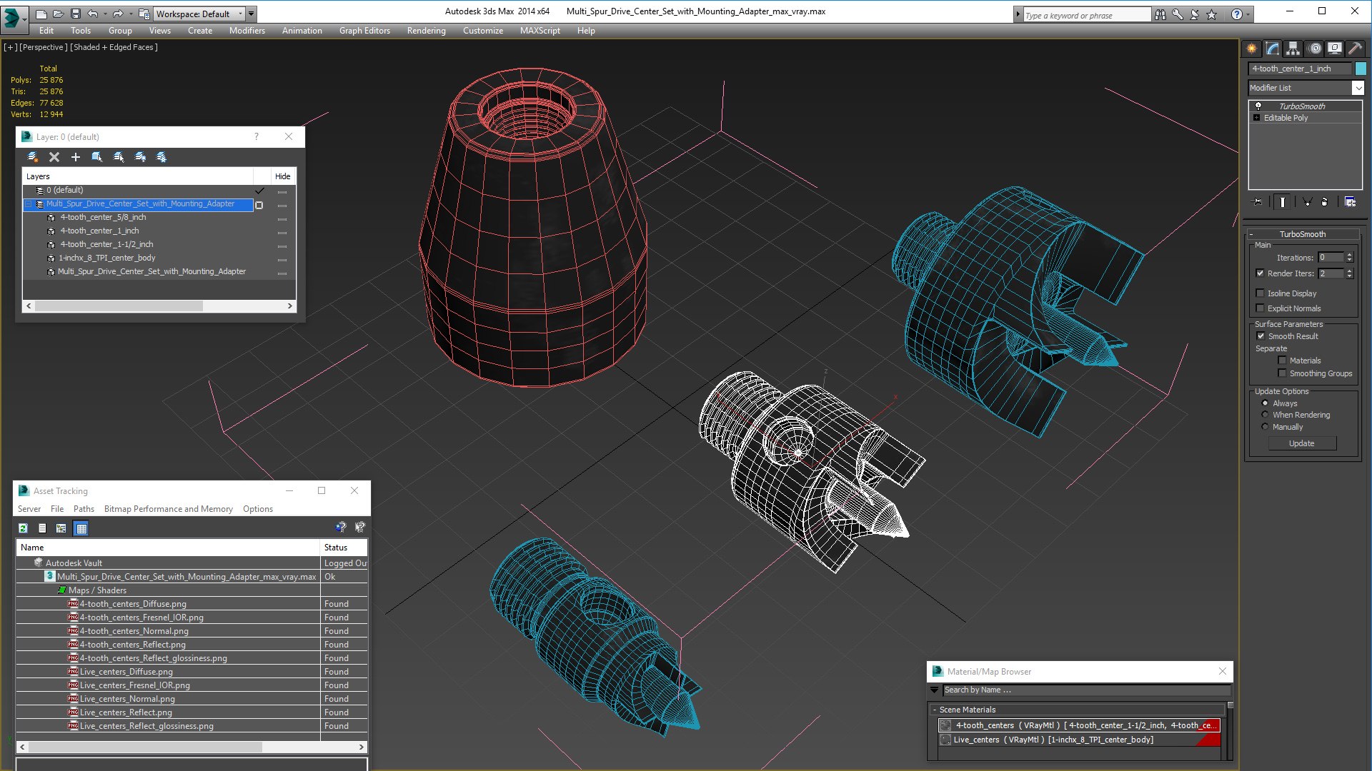 3D multi spur drive center - TurboSquid 1609736