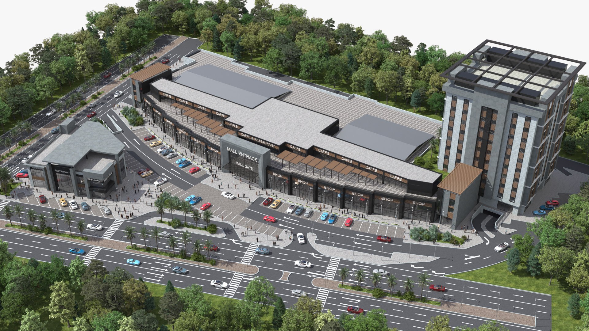 Mall Exterior Plaza 3D Model - TurboSquid 2204860