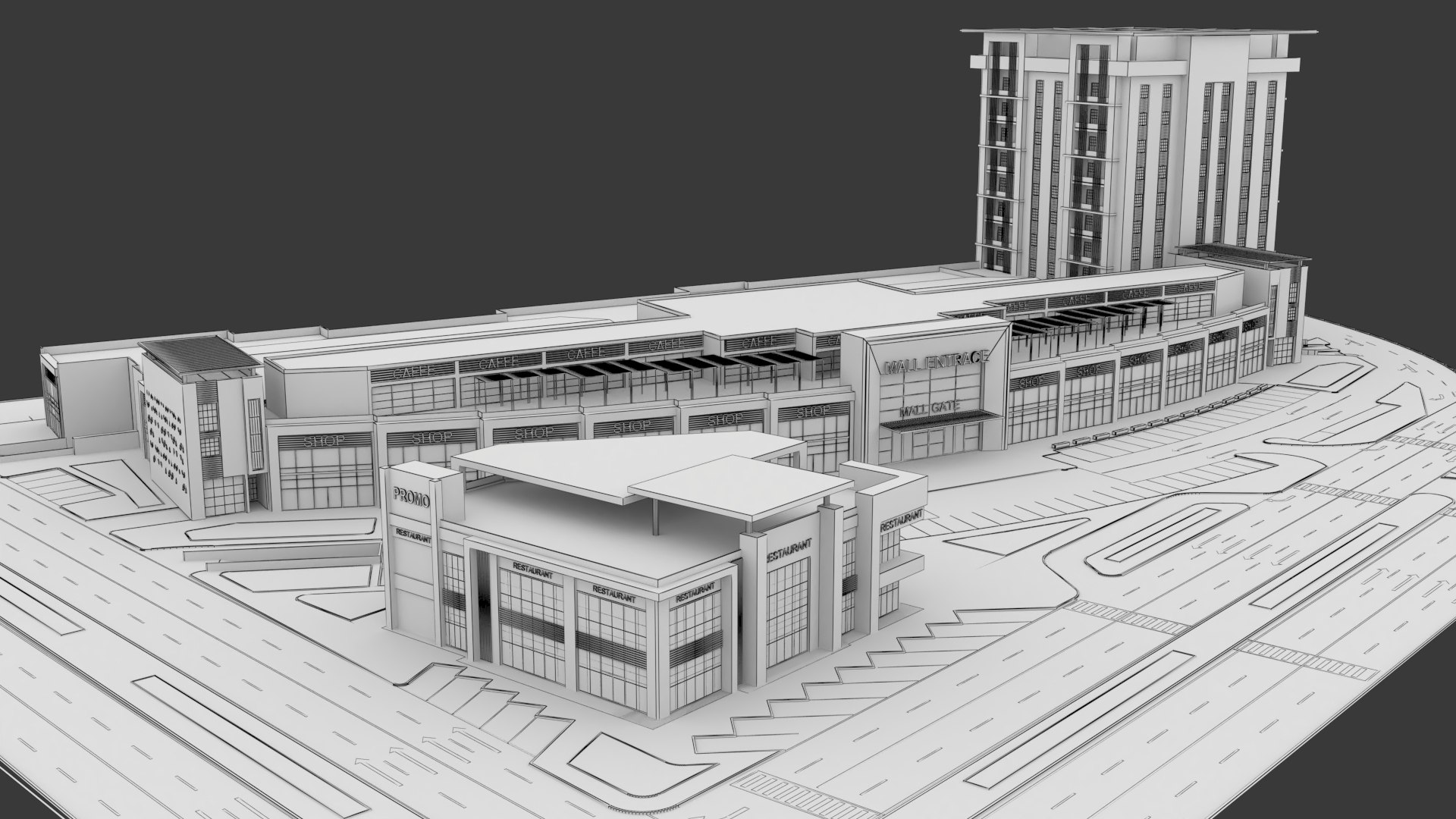 Mall Exterior Plaza 3D Model - TurboSquid 2204860