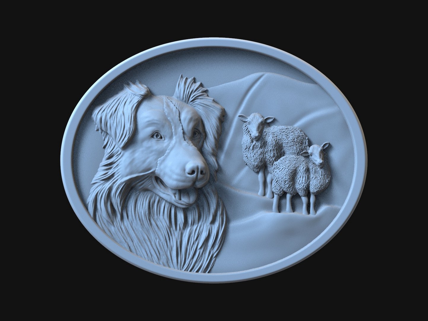 Border Collie With Sheep Pendant 3dprint Model 3D Print Model 3D Model ...