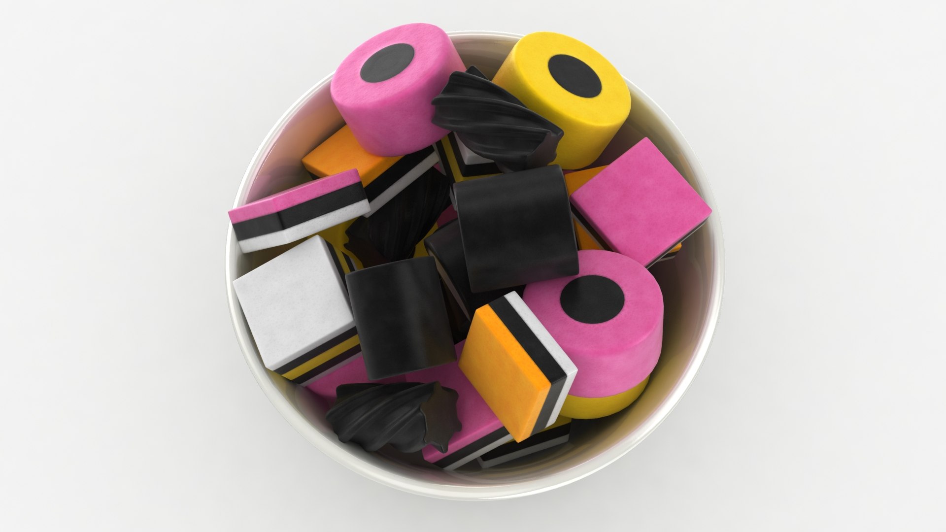 3D realistic licorice allsorts bowl - TurboSquid 1474223