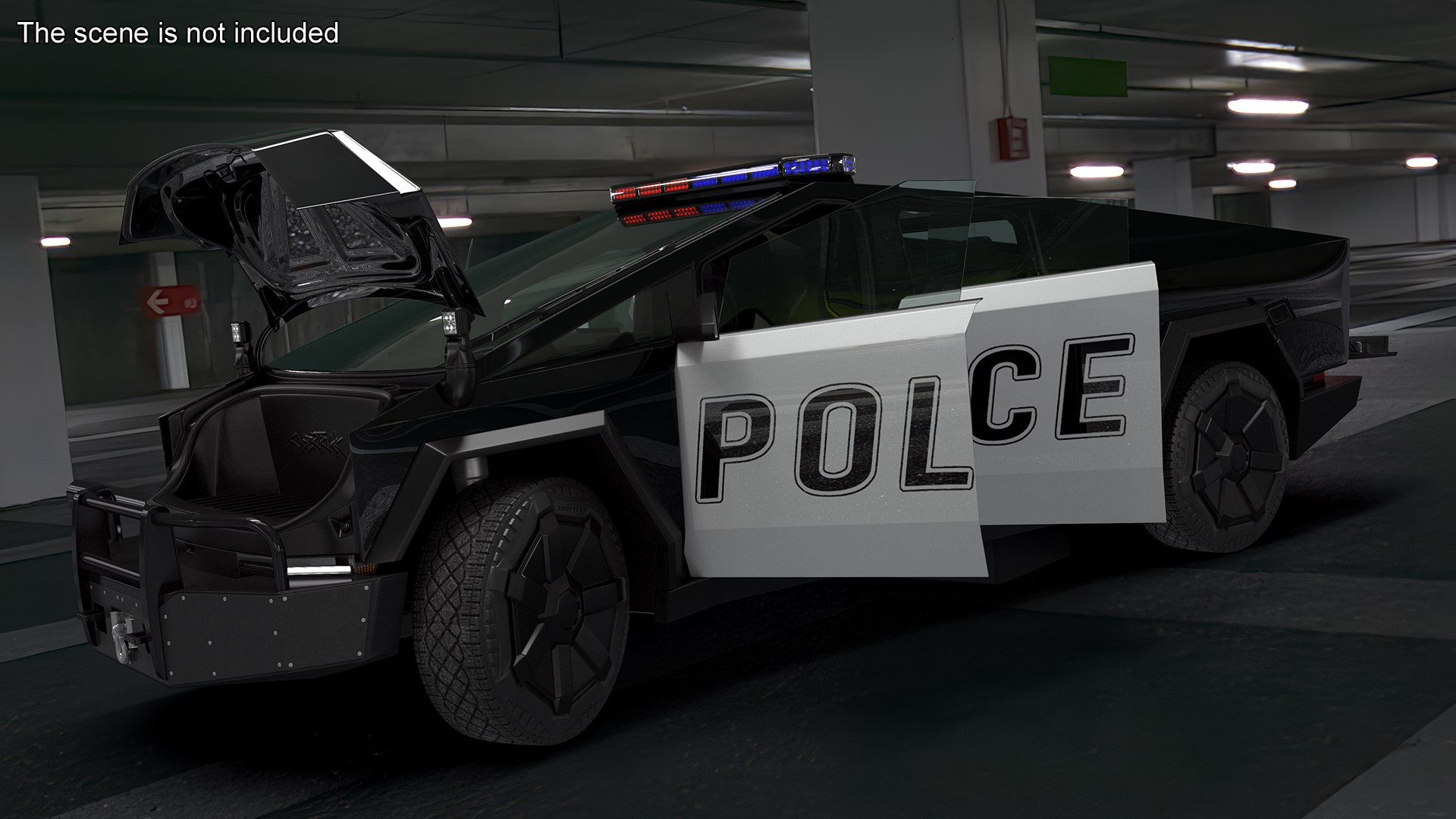 3D Tesla Cybertruck Police Patrol Vehicle Rigged For Cinema 4D ...