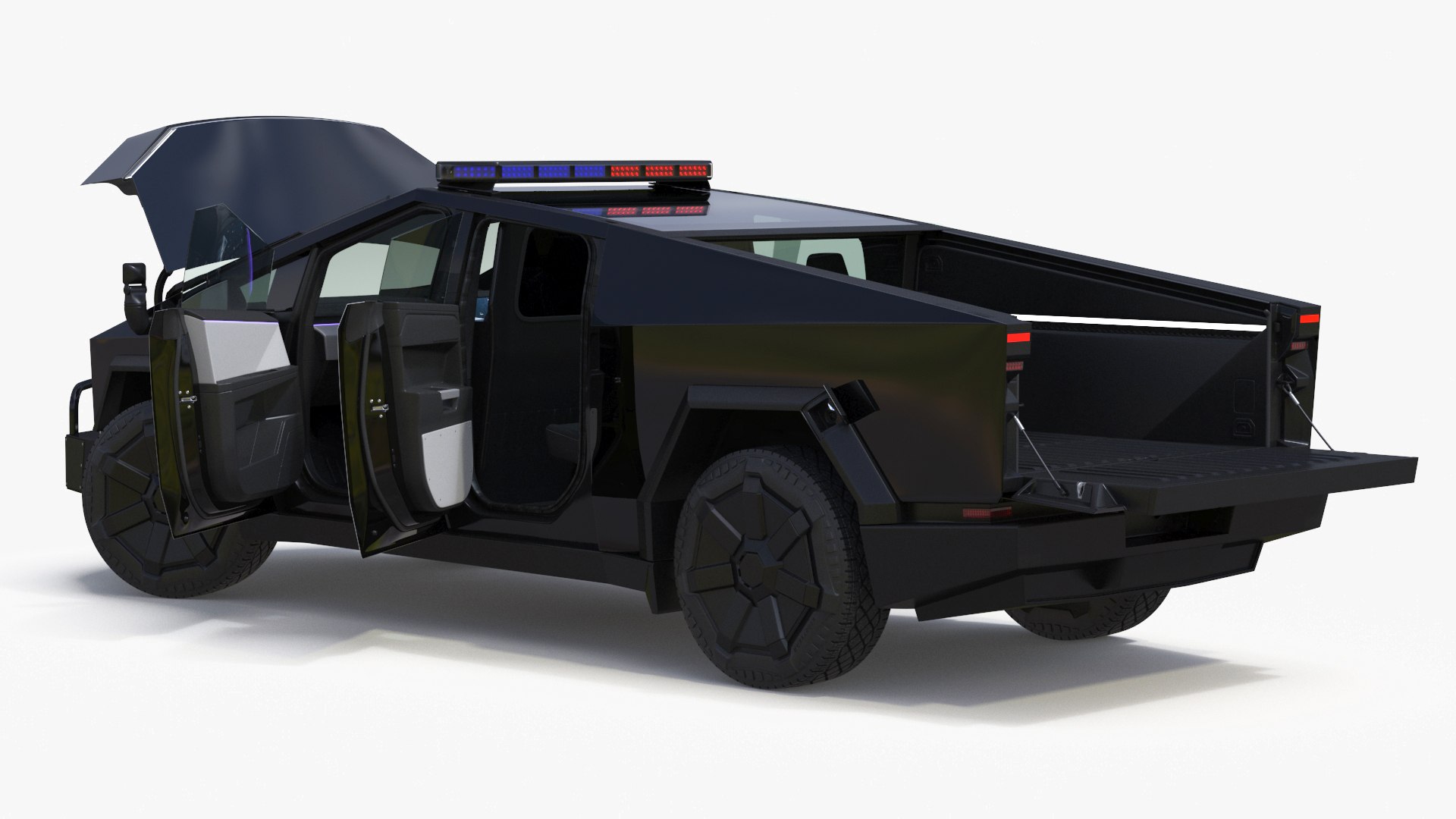 3D Tesla Cybertruck Police Patrol Vehicle Rigged For Cinema 4D ...