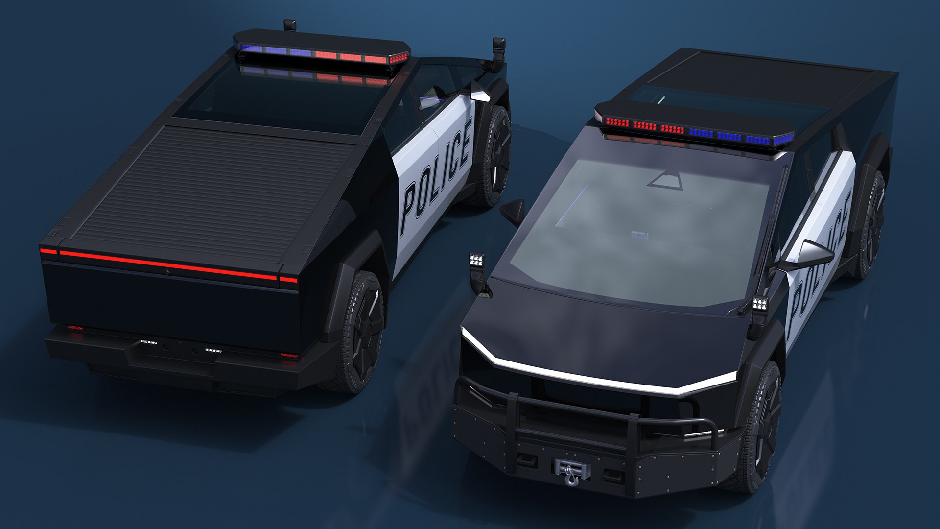 3D Tesla Cybertruck Police Patrol Vehicle Rigged For Cinema 4D ...