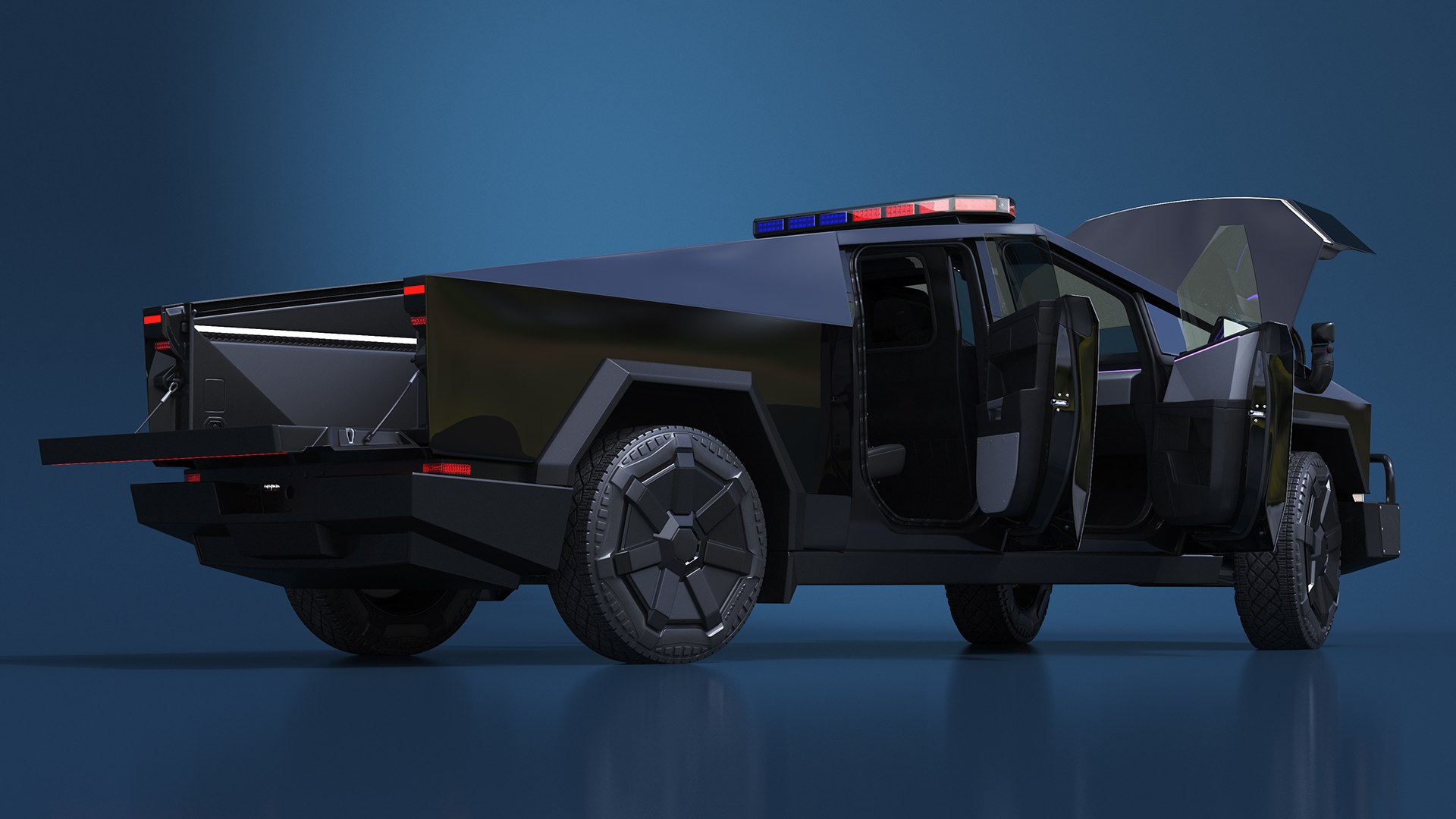 3D Tesla Cybertruck Police Patrol Vehicle Rigged For Cinema 4D ...