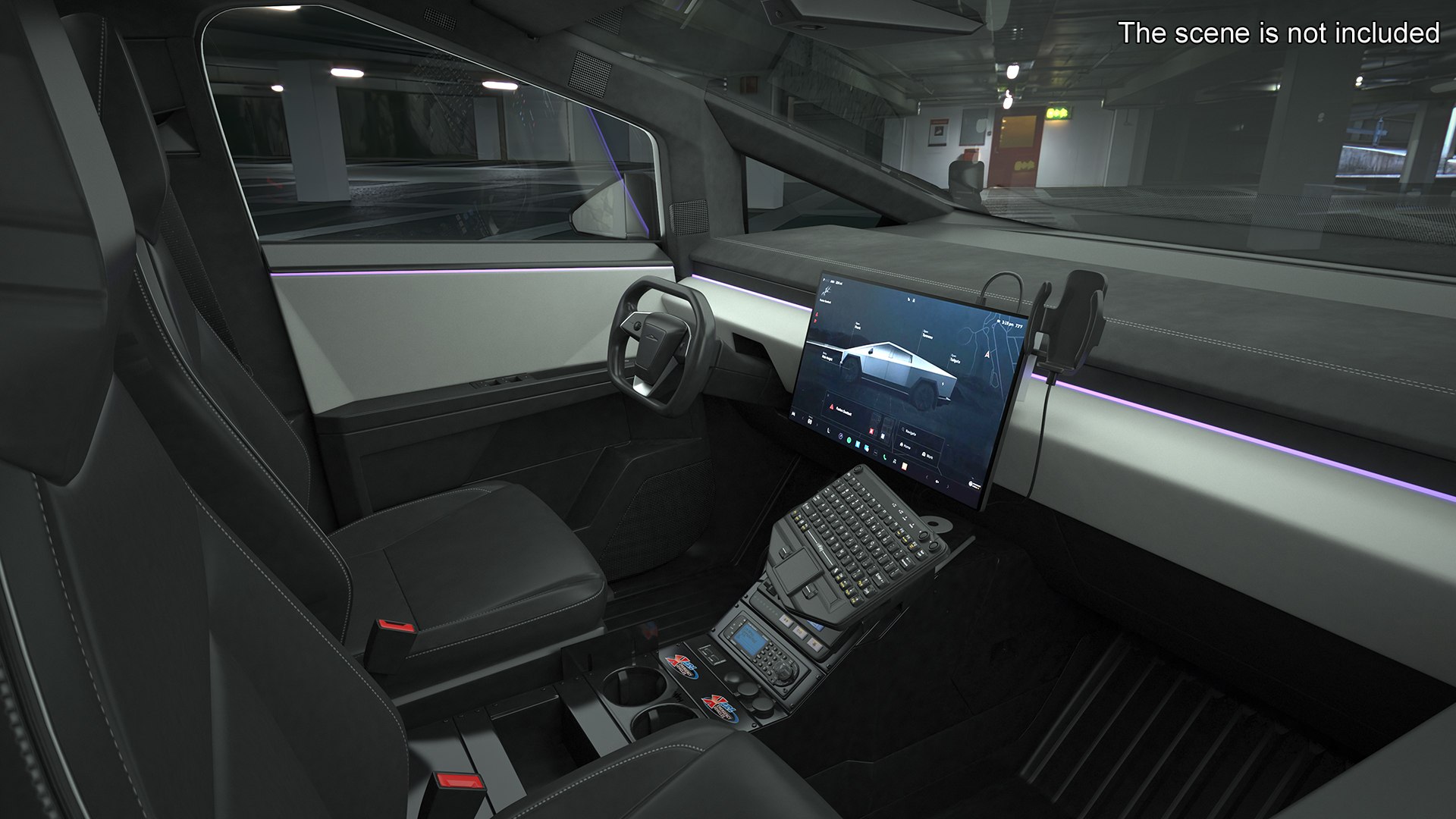 3D Tesla Cybertruck Police Patrol Vehicle Rigged For Cinema 4D ...