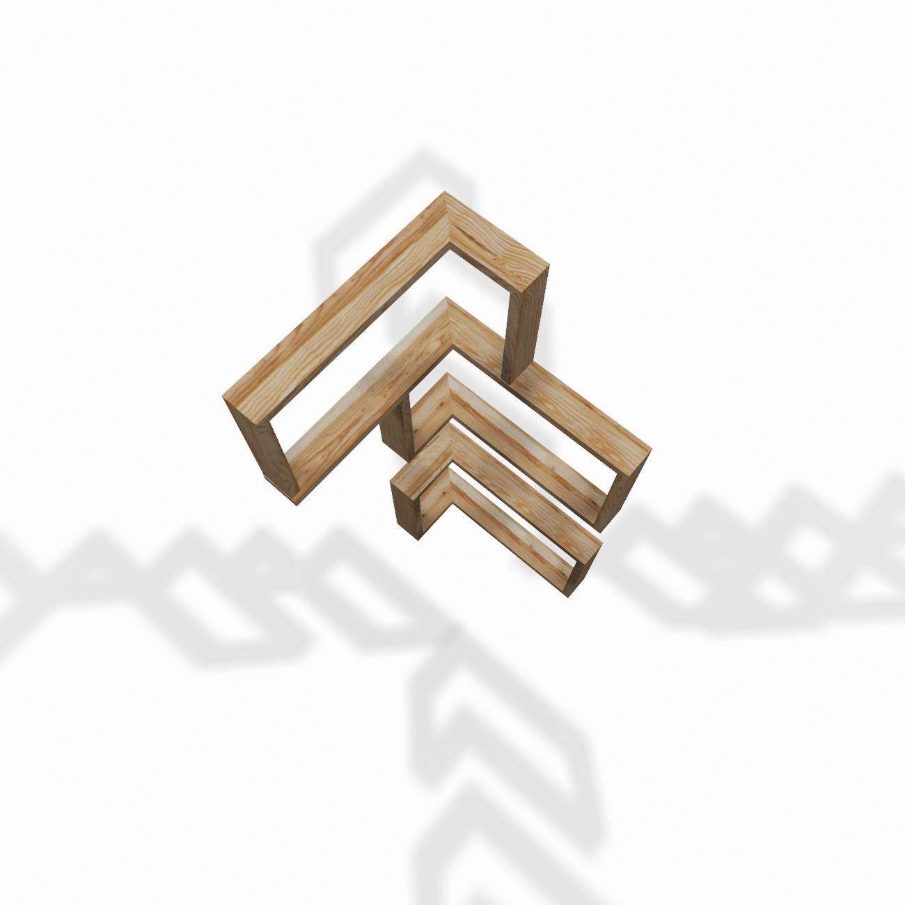 modern wooden corner shelf 3d model