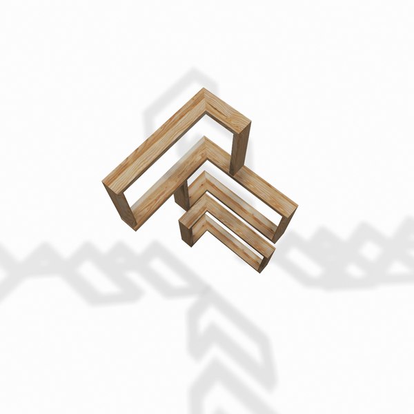modern wooden corner shelf 3d model