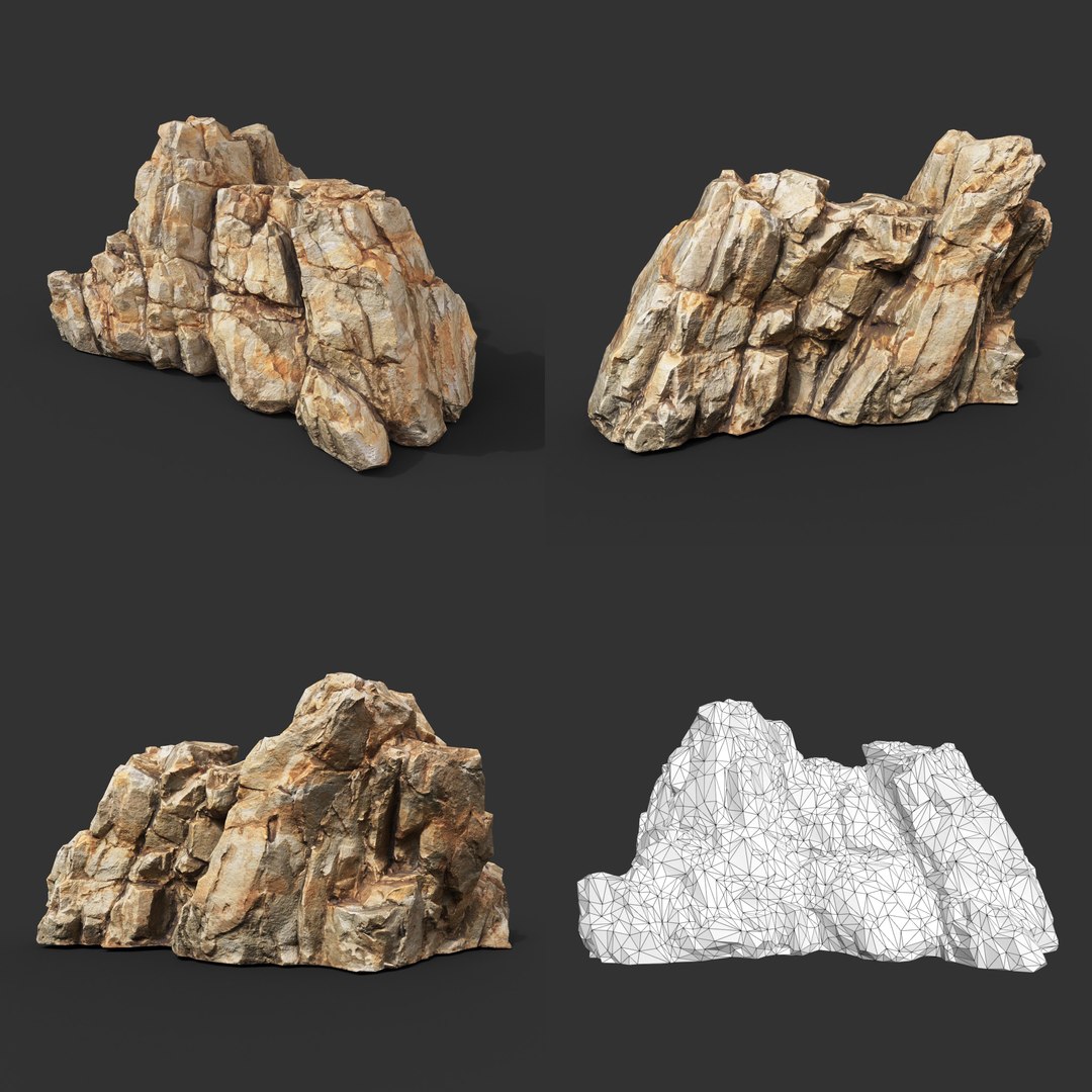 4 Low poly PBR Rock Formation - Ultra HD 16K Texture 3D - TurboSquid ...