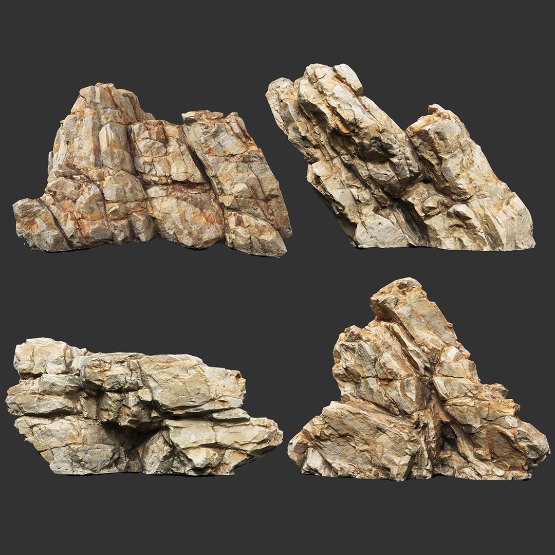 4 Low poly PBR Rock Formation - Ultra HD 16K Texture 3D - TurboSquid ...