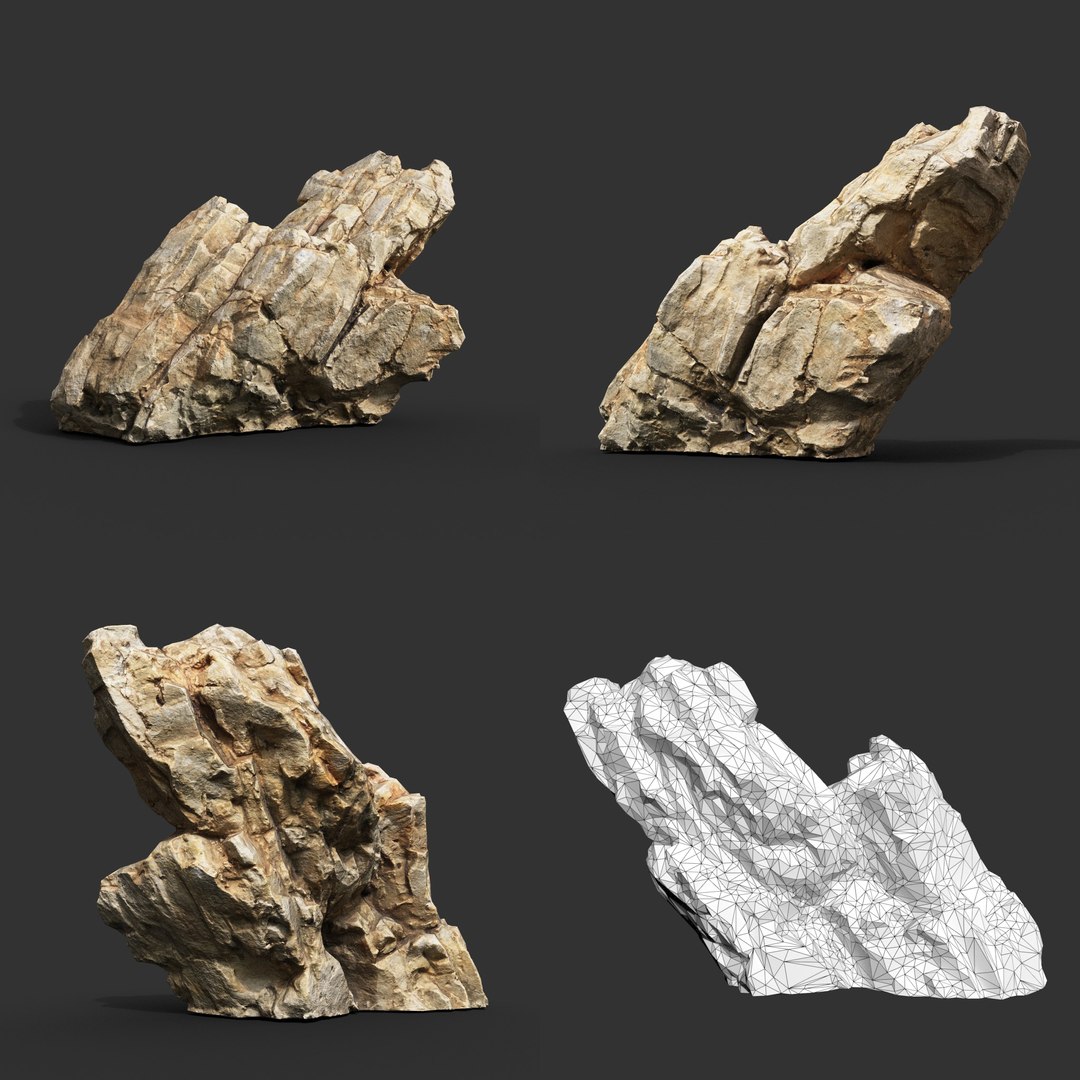 4 Low poly PBR Rock Formation - Ultra HD 16K Texture 3D - TurboSquid ...