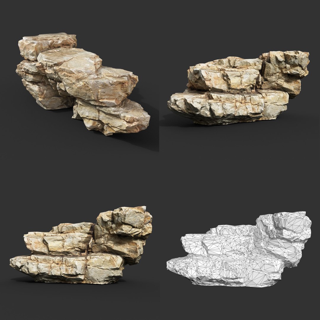 4 Low poly PBR Rock Formation - Ultra HD 16K Texture 3D - TurboSquid ...