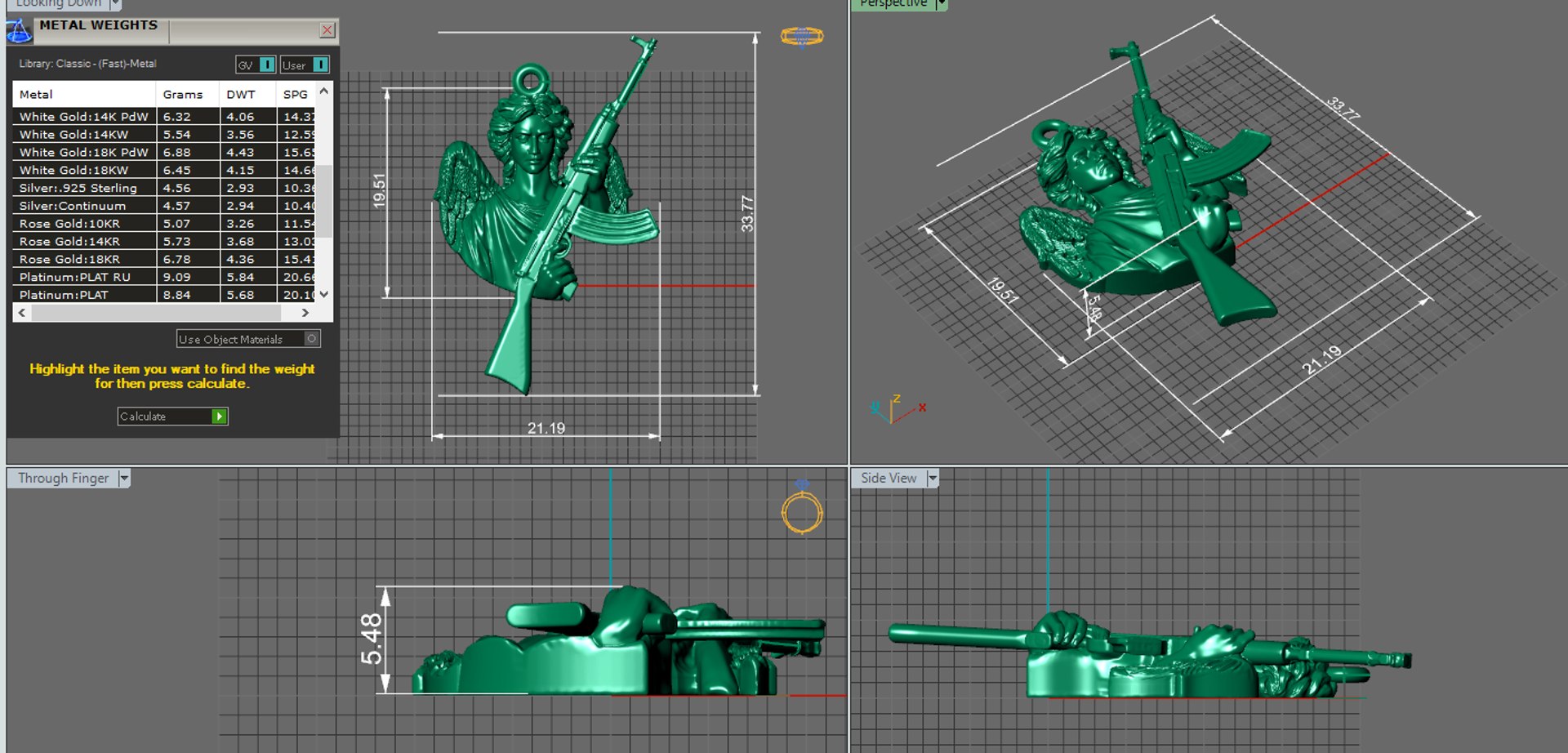 Angel With Weapon Pendant 3D - TurboSquid 1912153