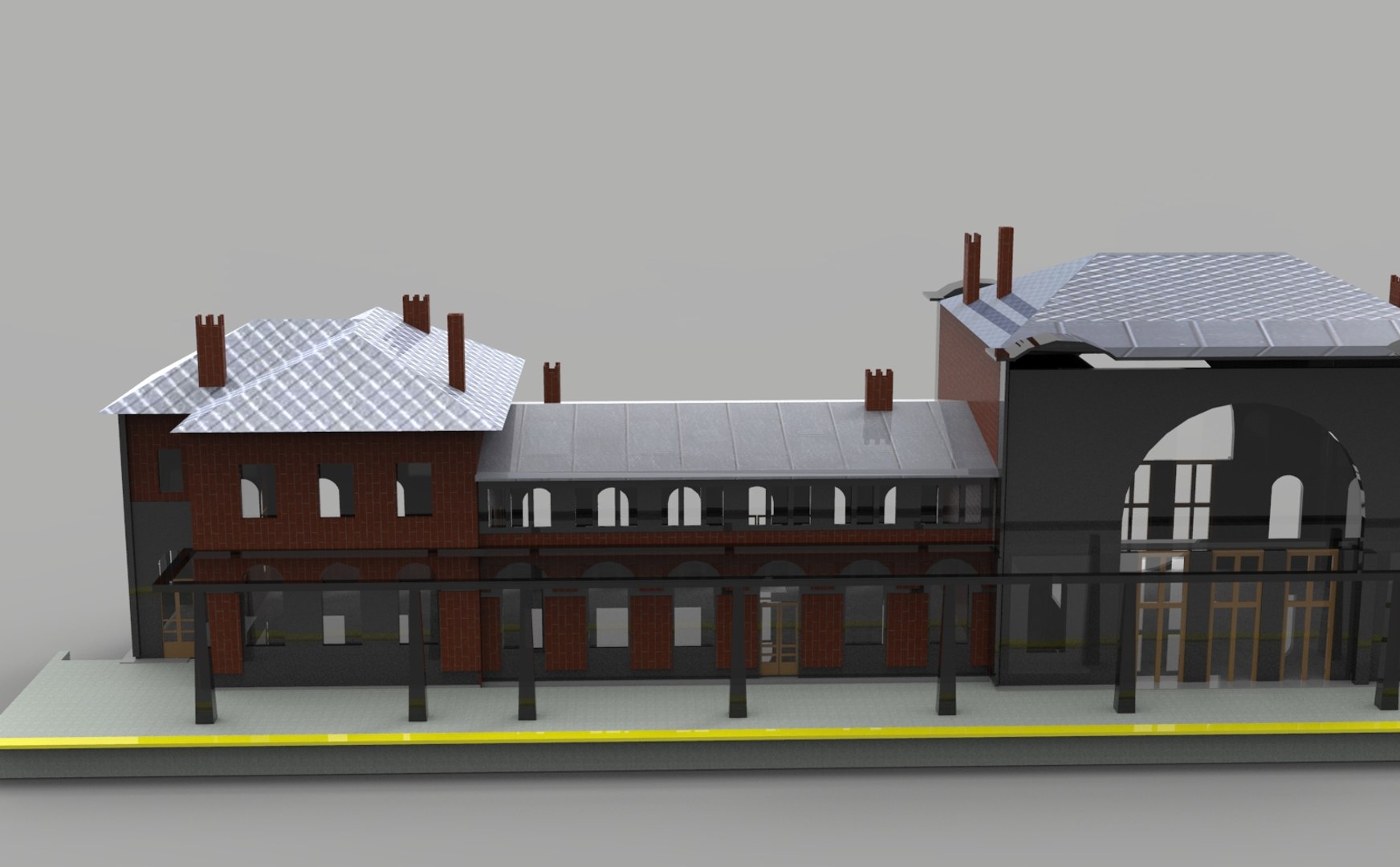 3D Railway Station Building Model - TurboSquid 1555107