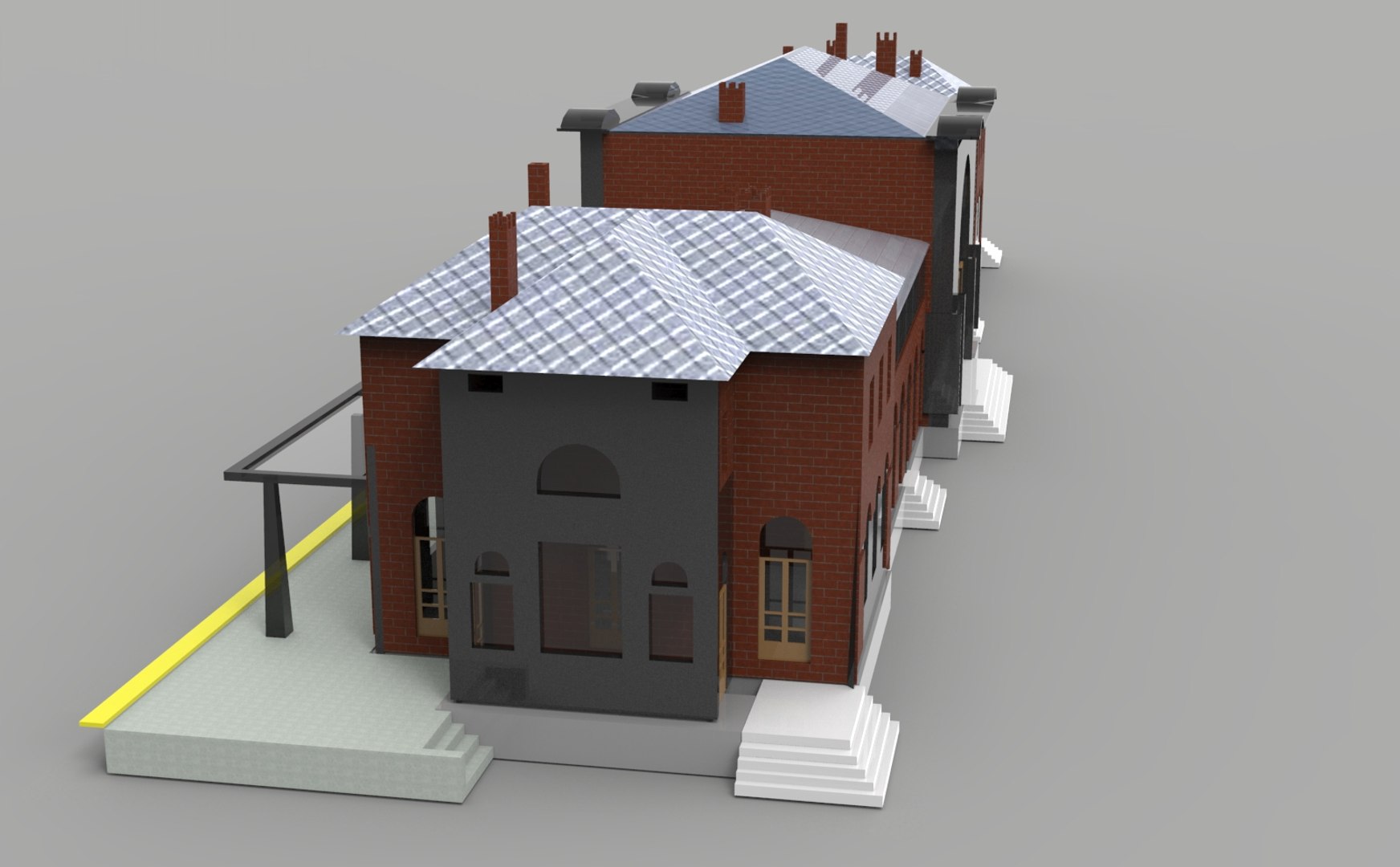 3D Railway Station Building Model - TurboSquid 1555107