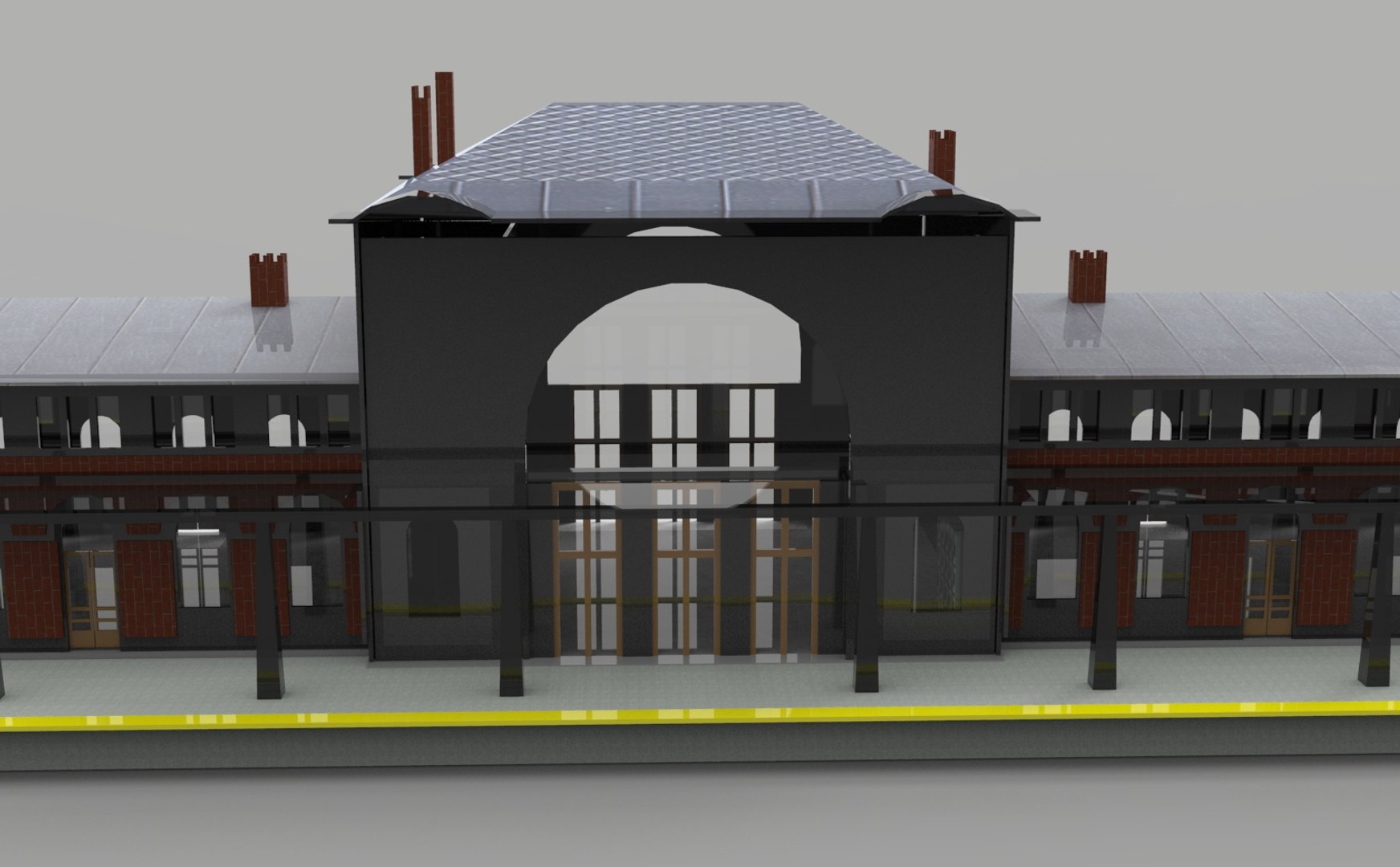 3D Railway Station Building Model - TurboSquid 1555107