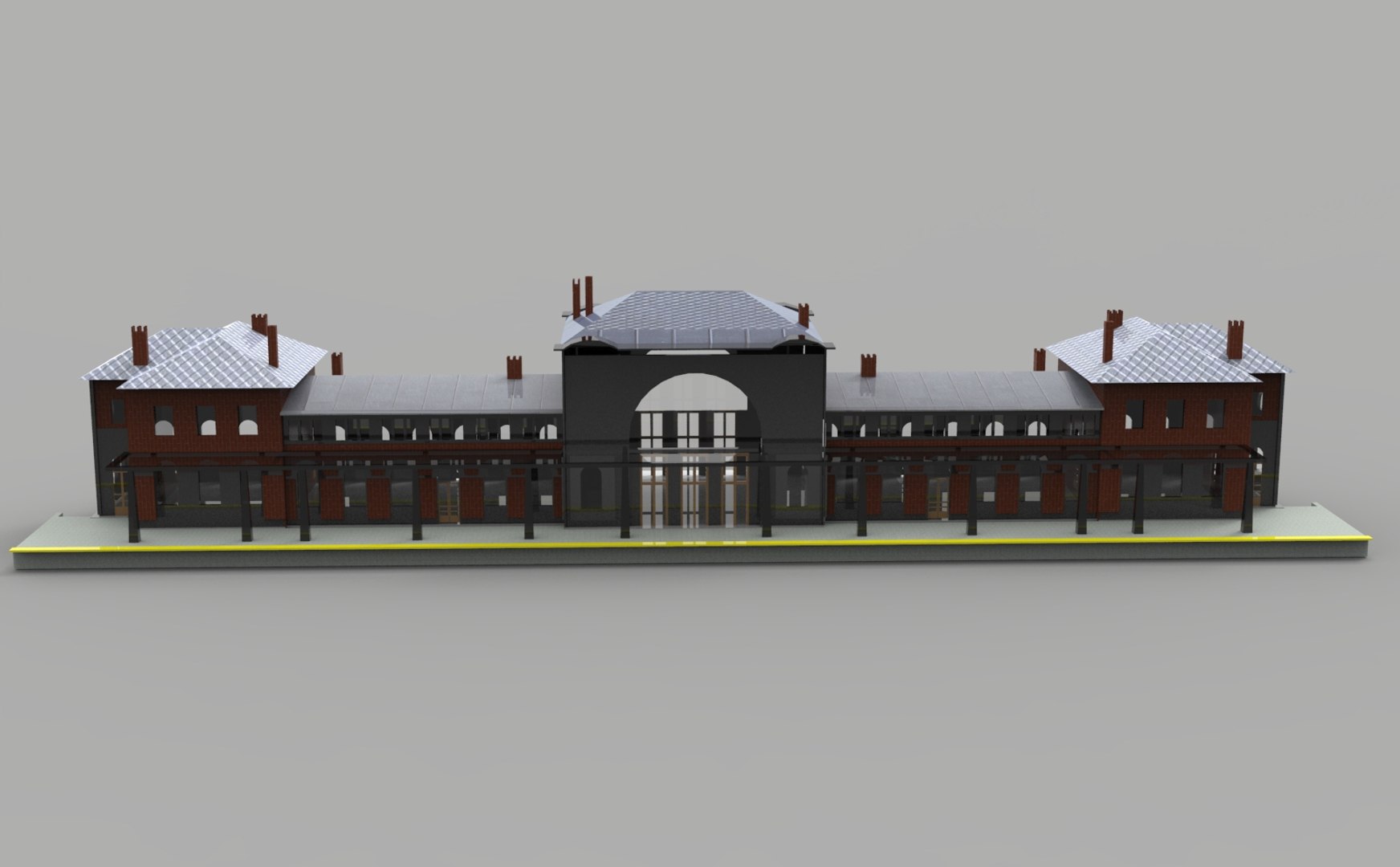 3D Railway Station Building Model - TurboSquid 1555107