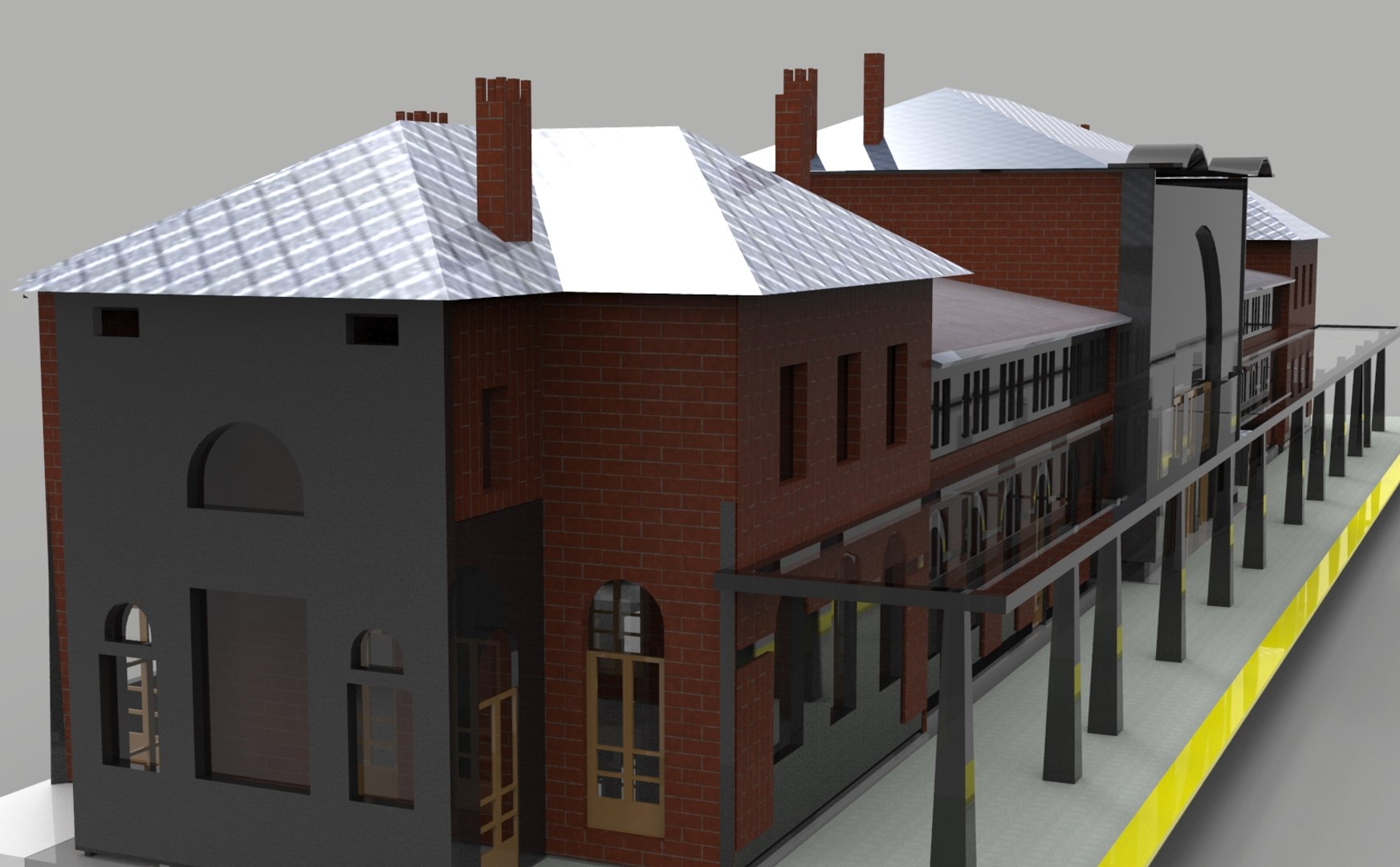 3D Railway Station Building Model - TurboSquid 1555107