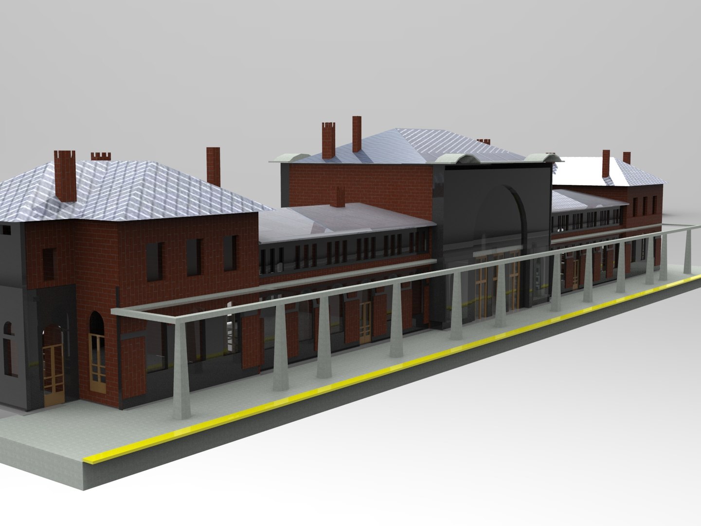 3D Railway Station Building Model - TurboSquid 1555107