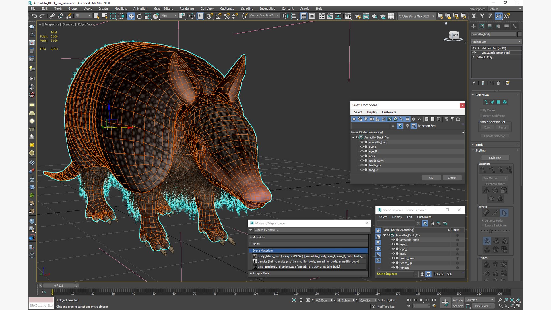 3D Armadillo Black Fur - TurboSquid 2248084
