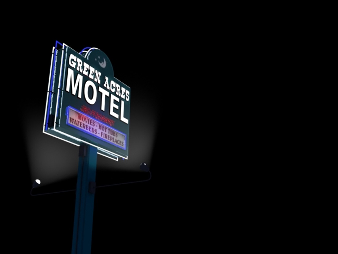 Green Acres Motel Sign 3d Model