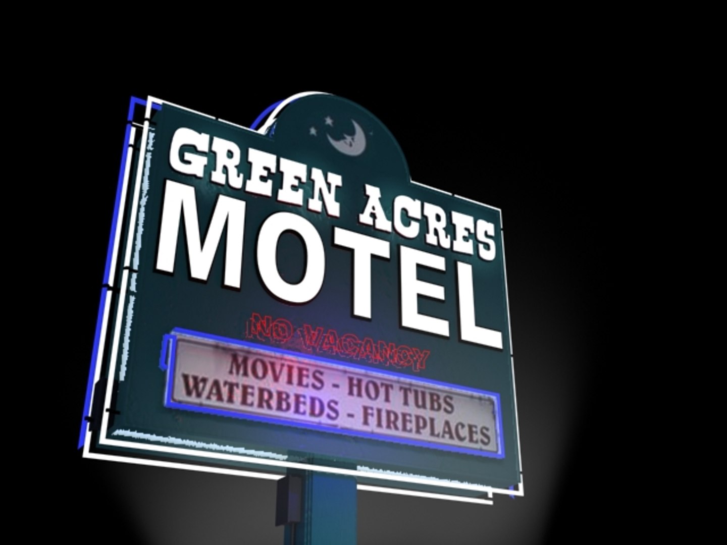 Green Acres Motel Sign 3d Model