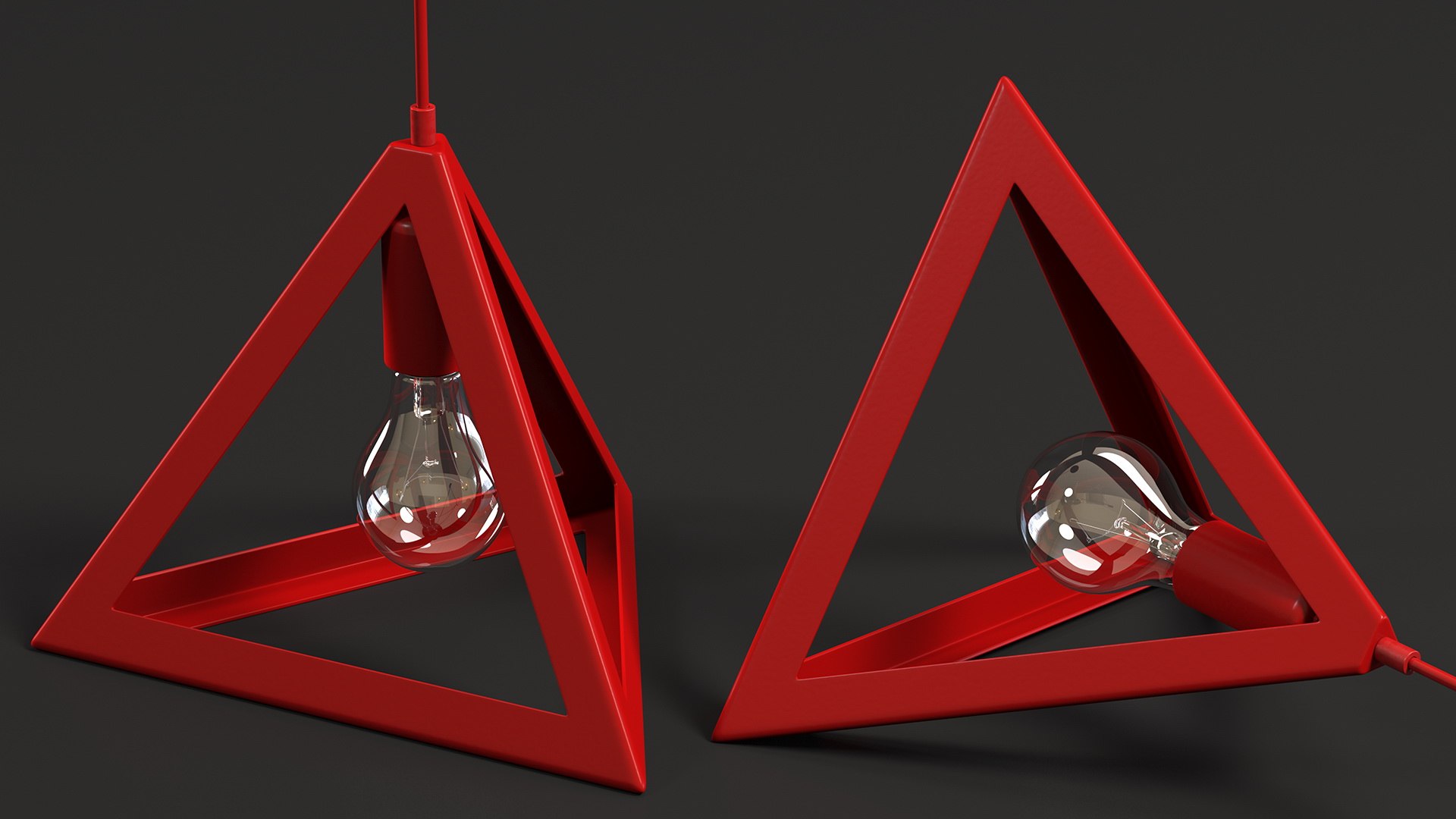 Hanging Light Triangle Shape Red Model - TurboSquid 2018645