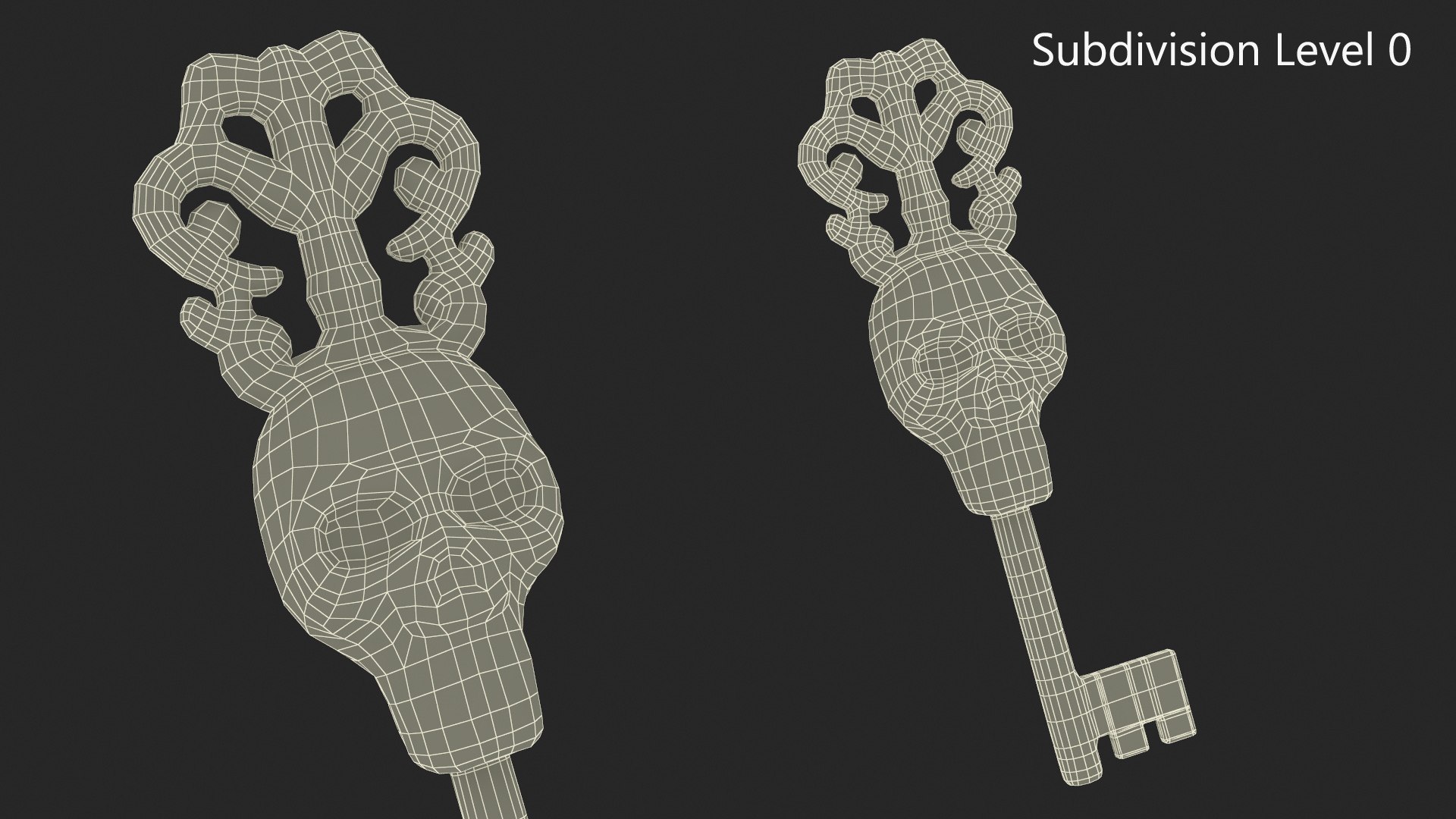 3D Model Ornate Skull Gothic Key Silver - TurboSquid 2246245