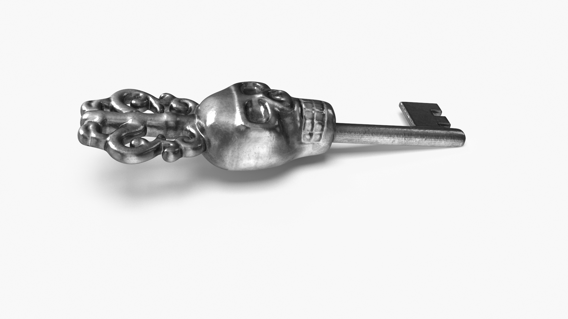 3D Model Ornate Skull Gothic Key Silver - TurboSquid 2246245