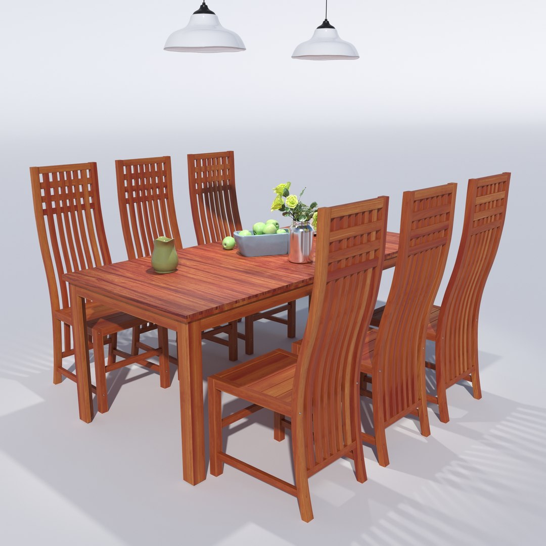 Dining set table 3D model - TurboSquid 1581261