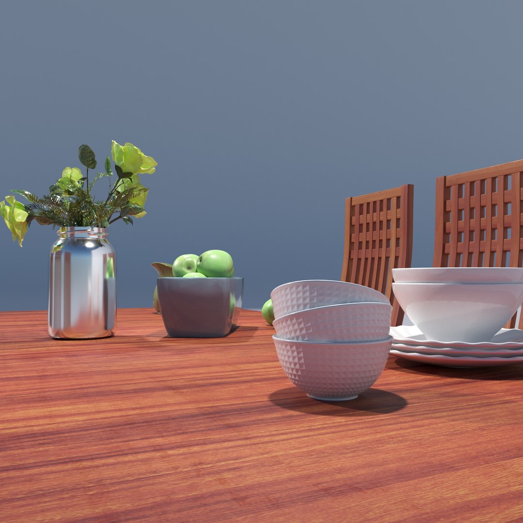 Dining set table 3D model - TurboSquid 1581261