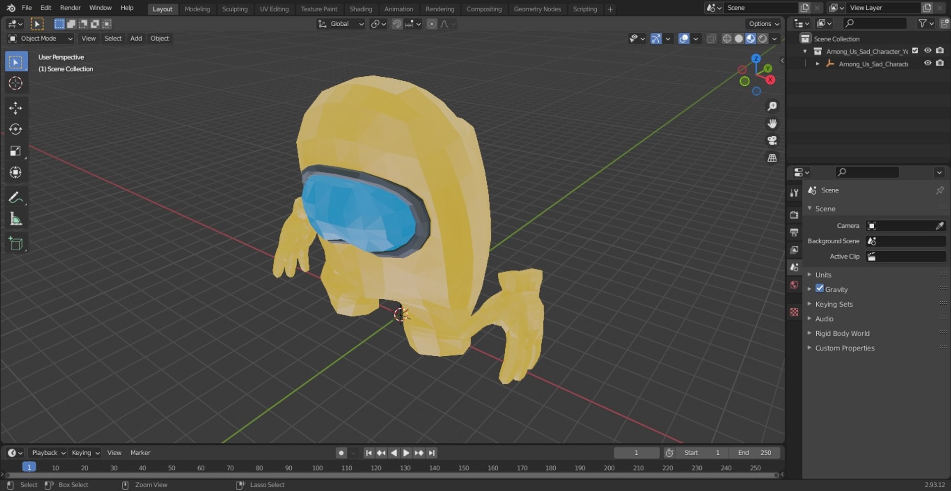 3D Among Us Sad Character Yellow model - TurboSquid 2003854