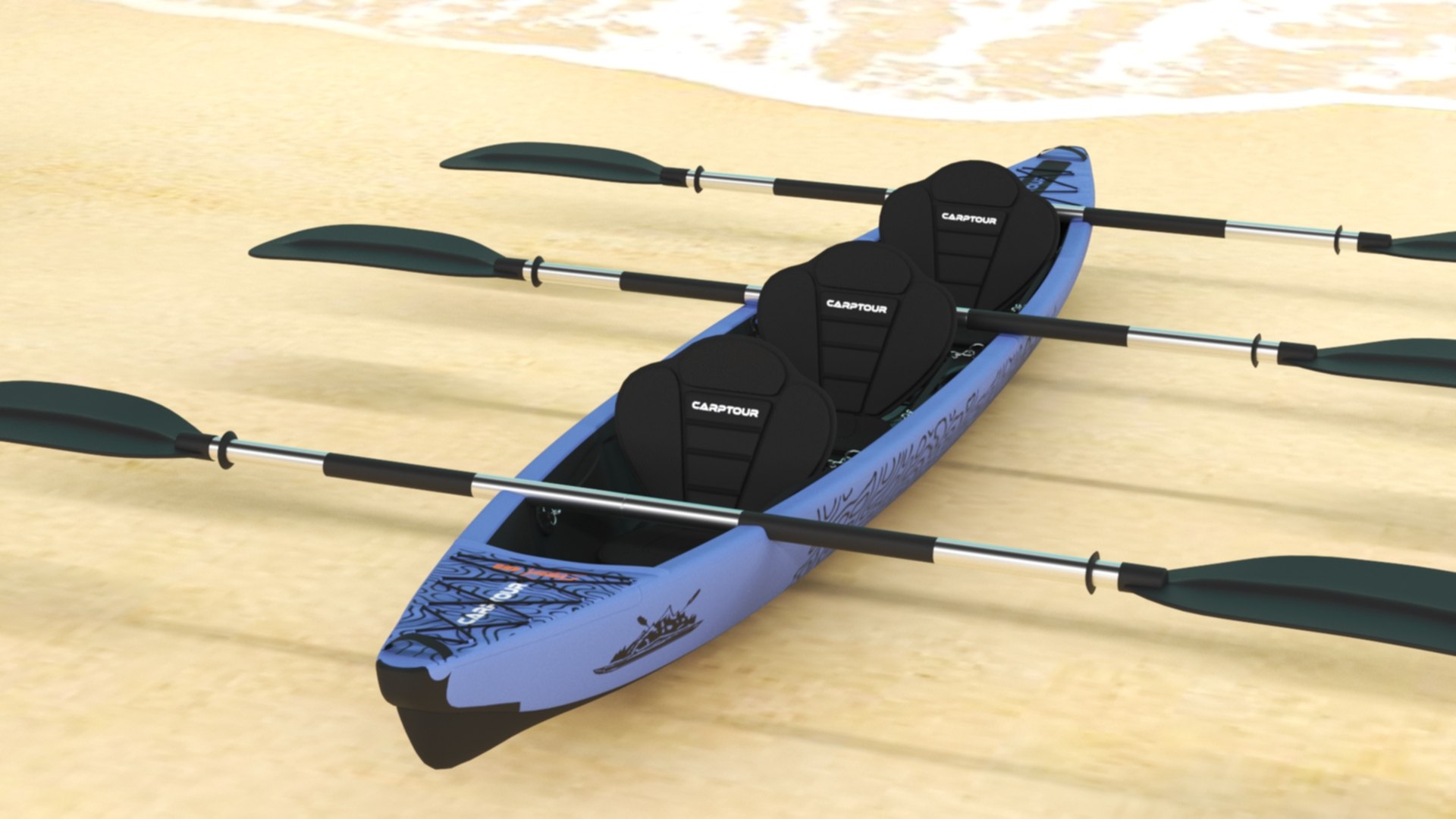 Inflatable Kayak Drop Stitch Kayak With Paddle And 3 Seats 3D Model ...