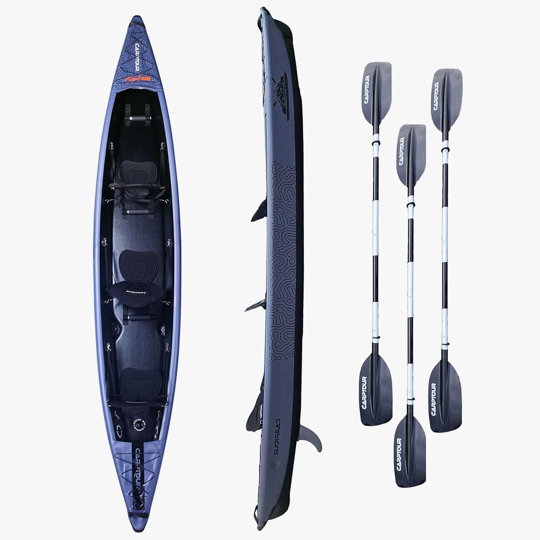 Inflatable Kayak Drop Stitch Kayak With Paddle And 3 Seats 3D Model ...