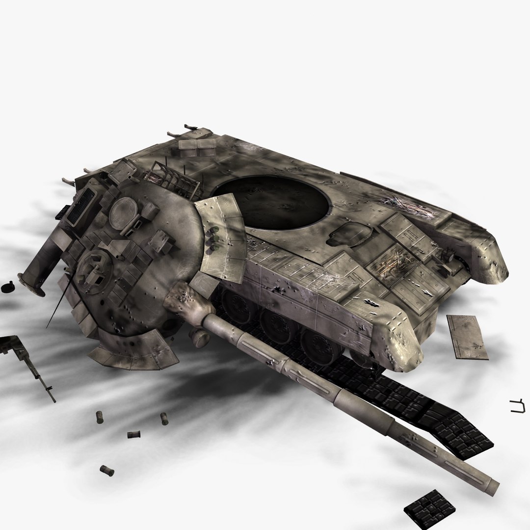 3d Destroyed T80u Battle Tank Model
