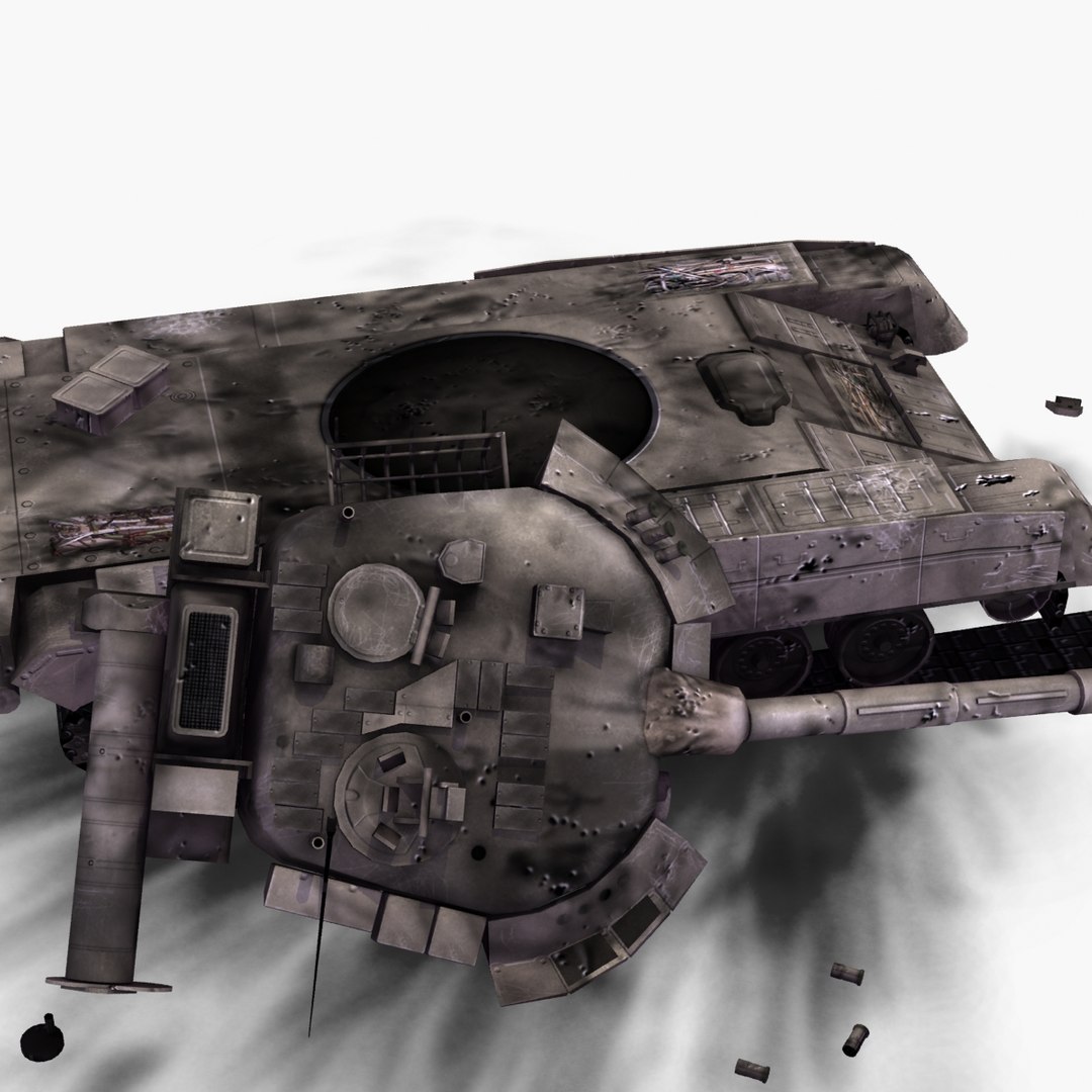 3d Destroyed T80u Battle Tank Model