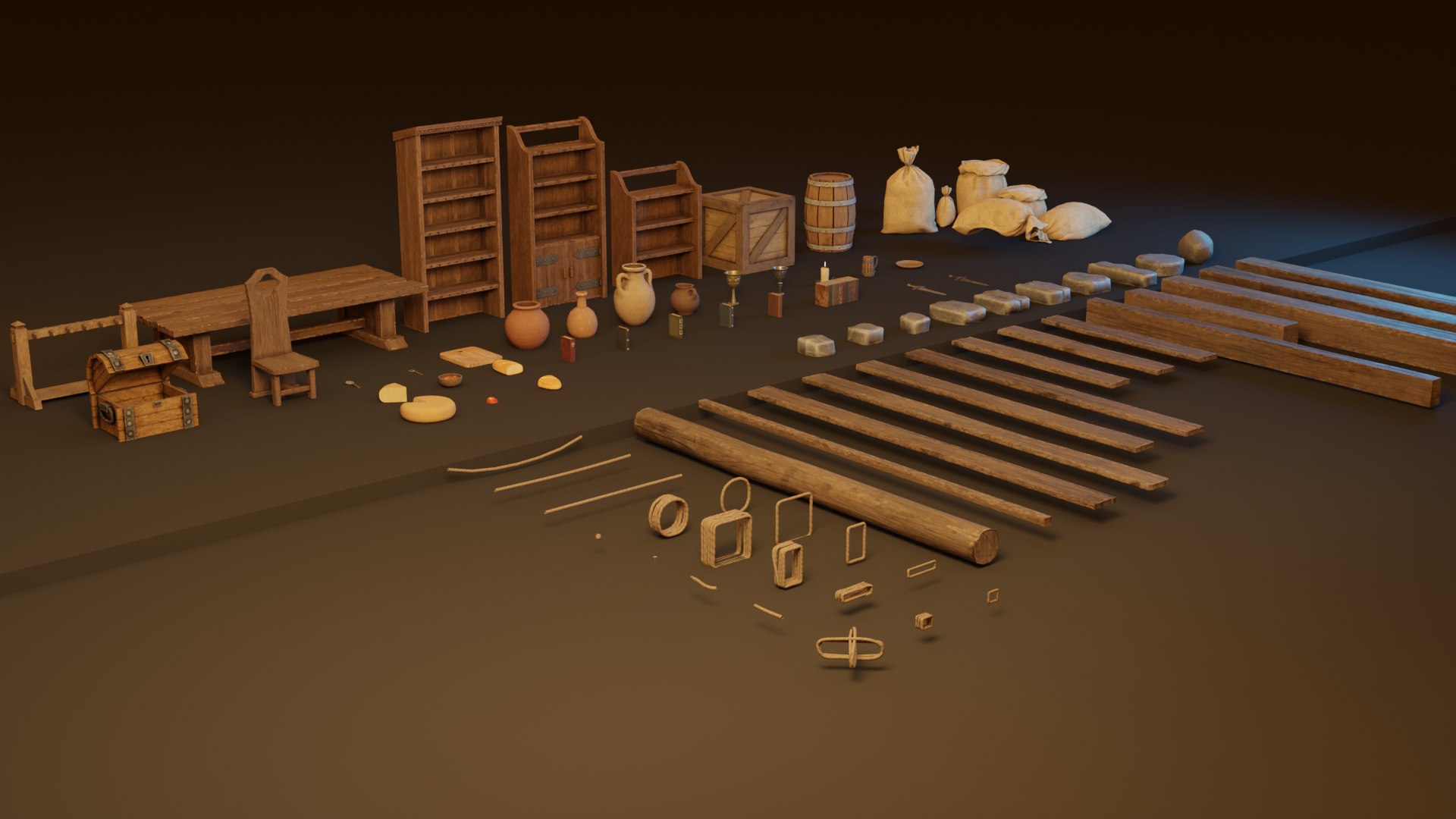 Medieval stylized props Full Pack 3D model - TurboSquid 2169299